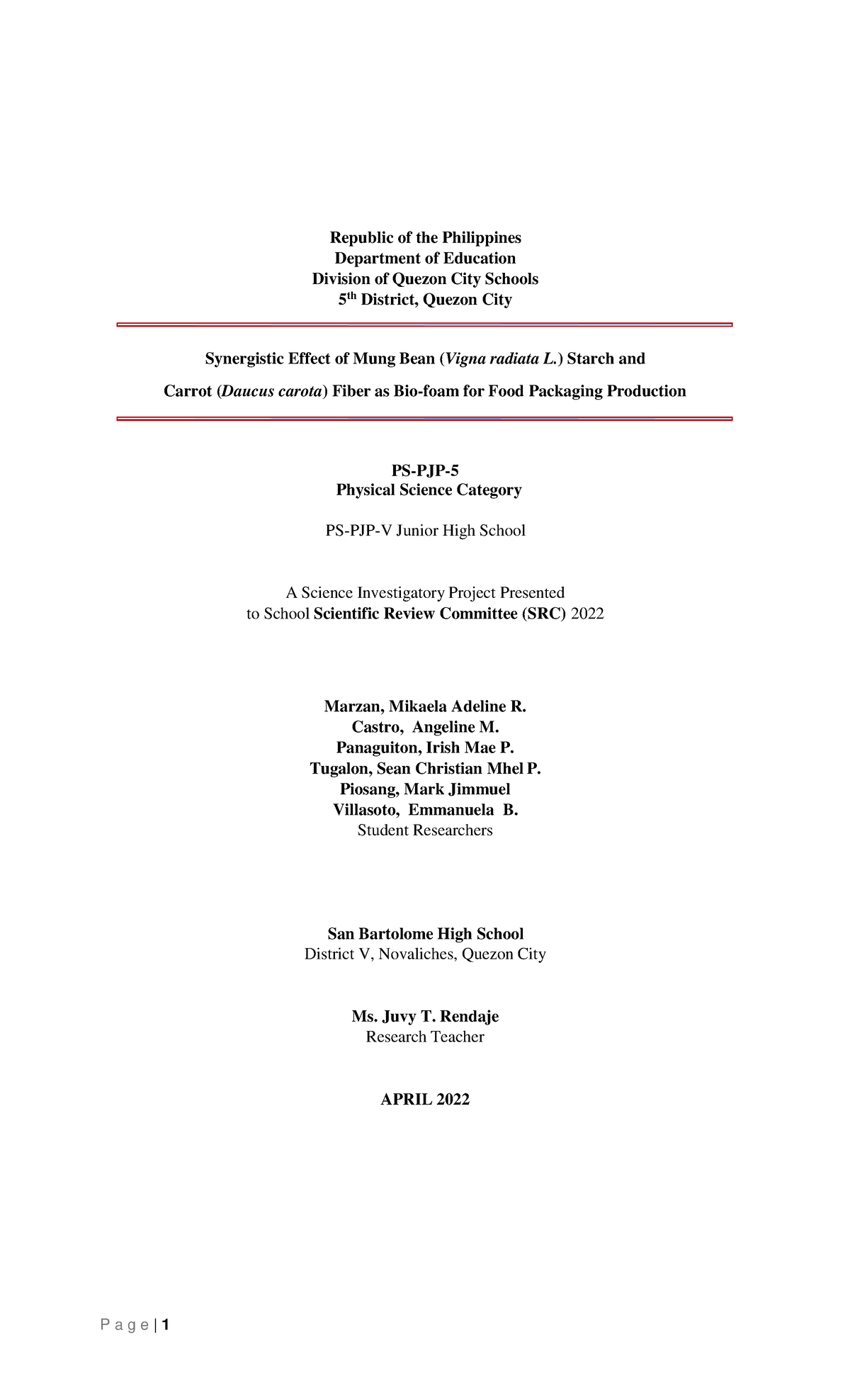 PS-PJP-5 - Investigating Mung Bean and Carrot Peels as Bio-Foam for ...
