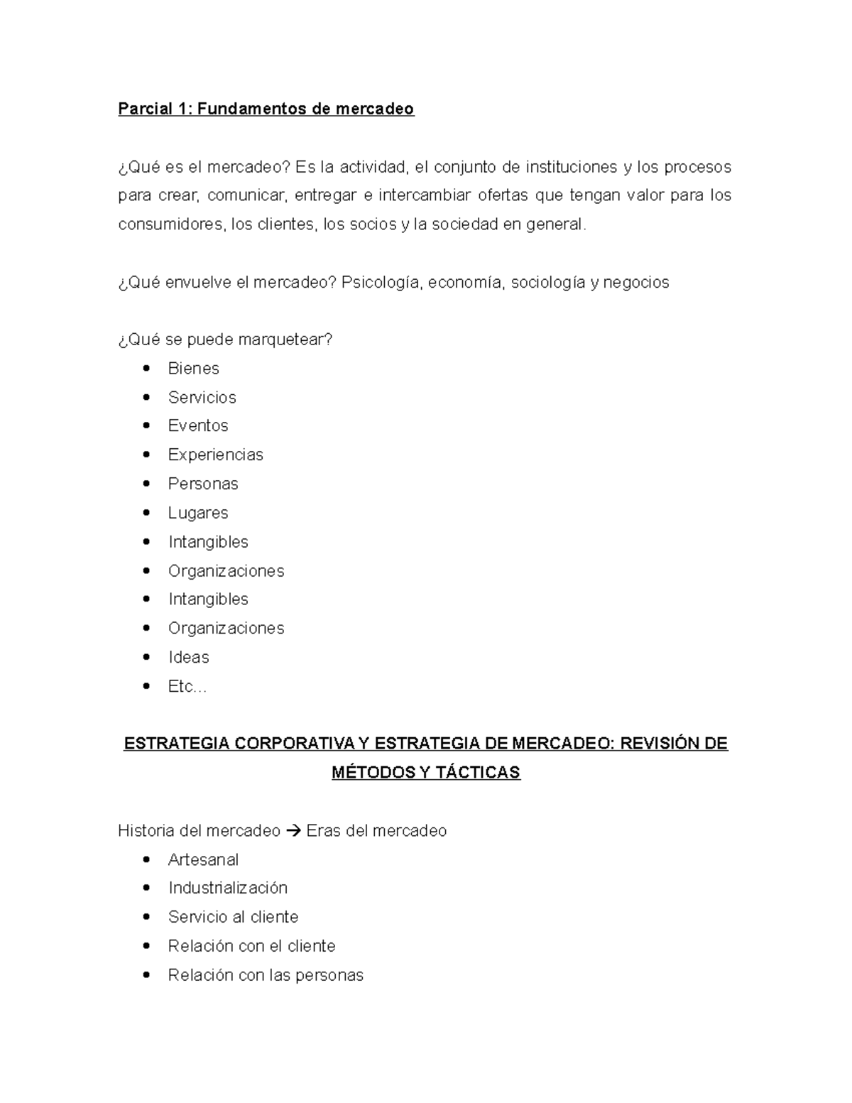 Parcial 1: Fundamentos de Mercadeo y Comportamiento del Consumidor - Studocu