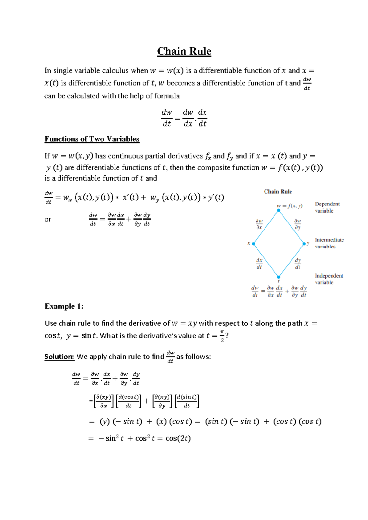 Lec 22 Chain Rule - knjkbjhv - Chain Rule In single variable calculus ...