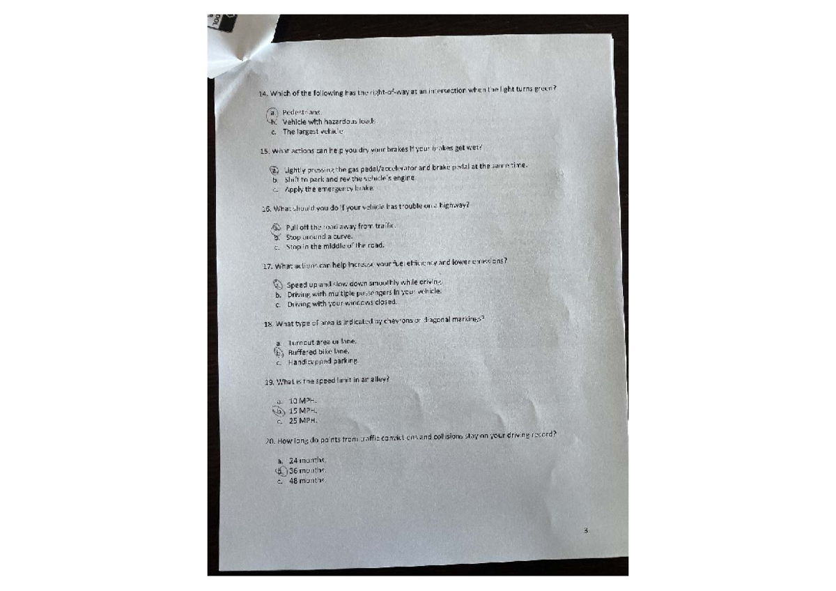 Driving Safety Quiz: Key Questions & Answers for Exam Prep - Studocu