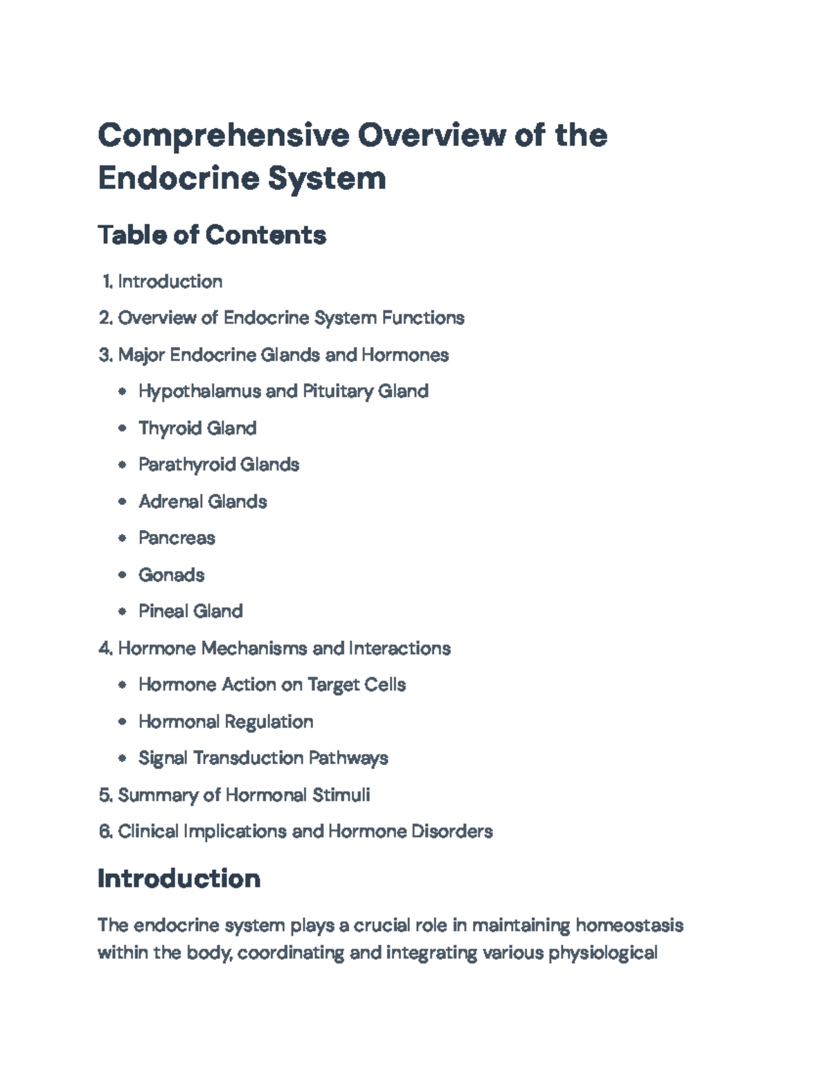Comprehensive Overview of the Endocrine System (BIO 101 ...