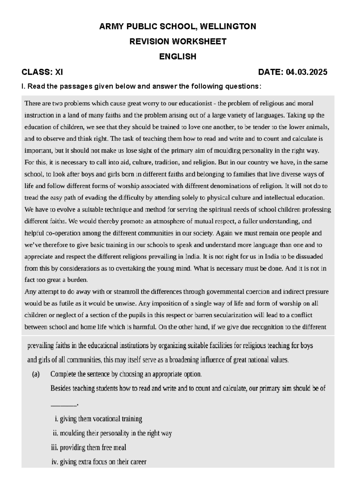 Worksheet - 04.03.2025 - Computer Science SL - ARMY PUBLIC SCHOOL ...