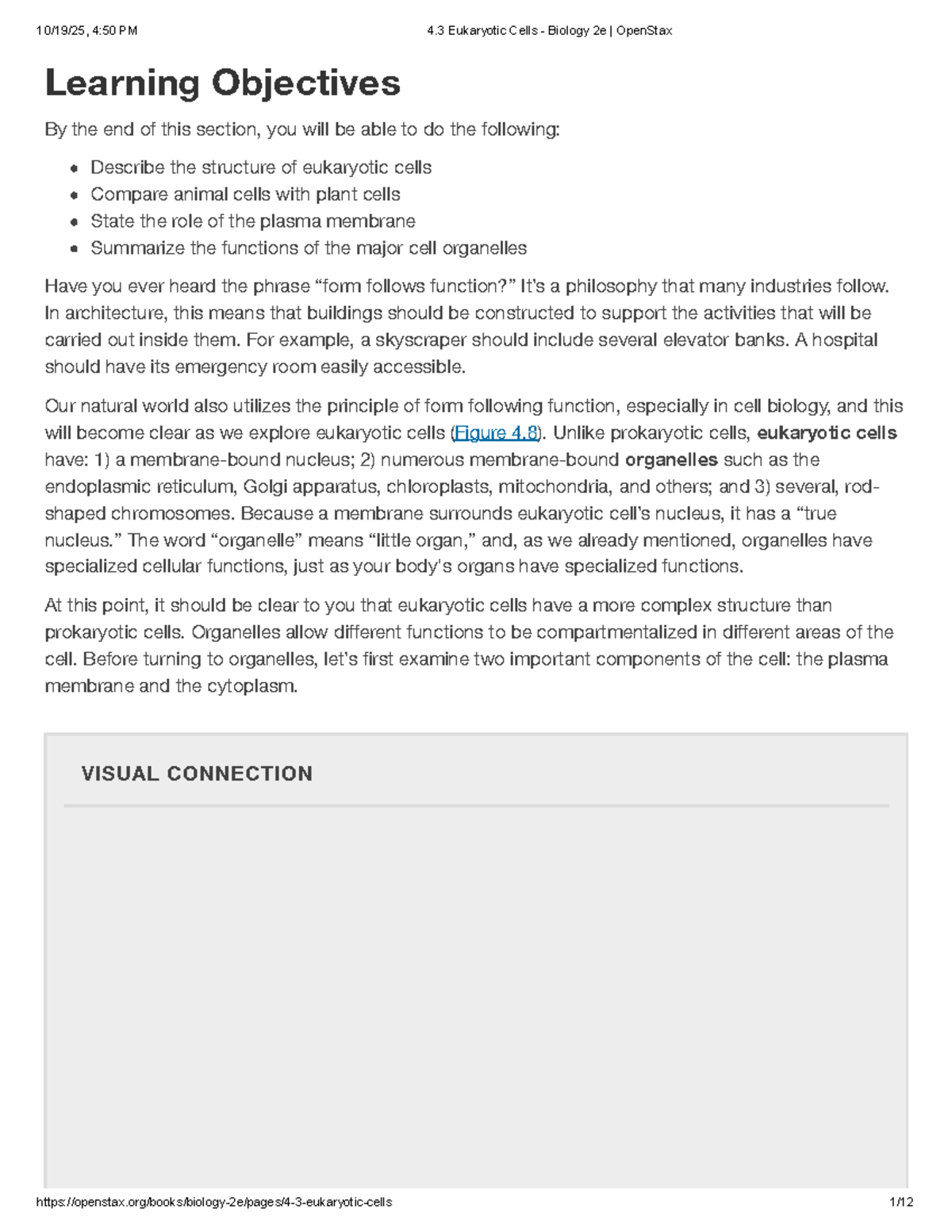 Eukaryotic Cells Overview: Key Structures & Functions (Biology 2e) - Studocu