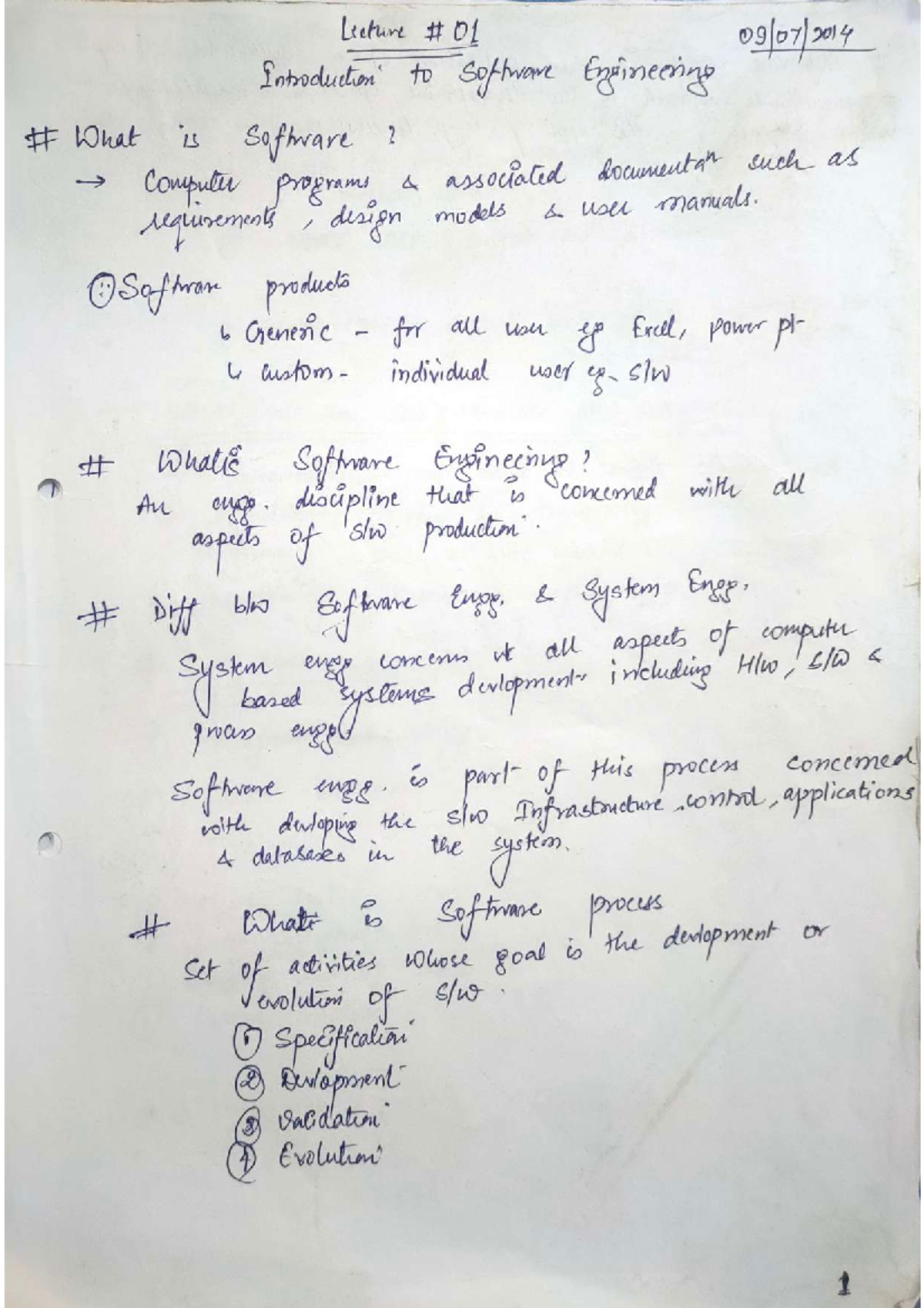 SE Unit Wise Notes - Lecture 01 to software Engineering What is ...