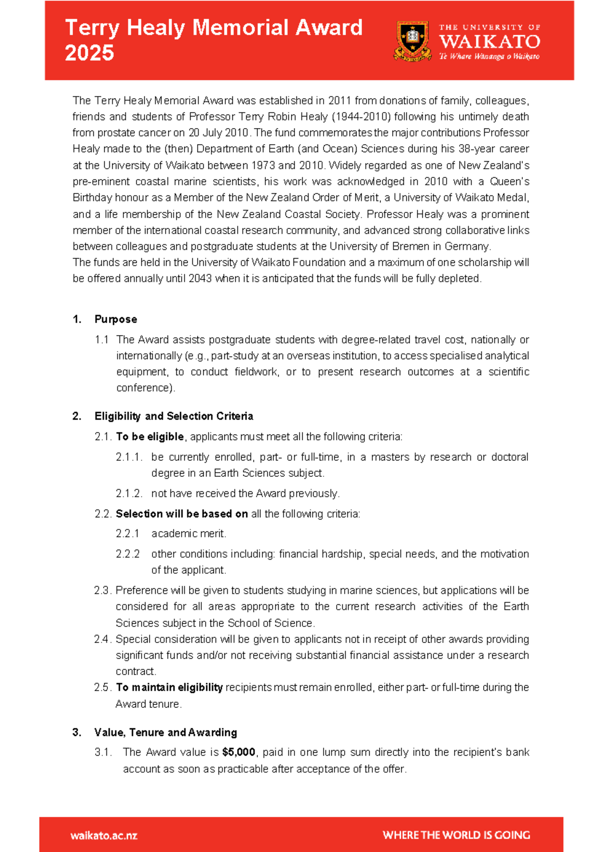 Terry Healy Memorial Award 2025: Eligibility & Application Details ...