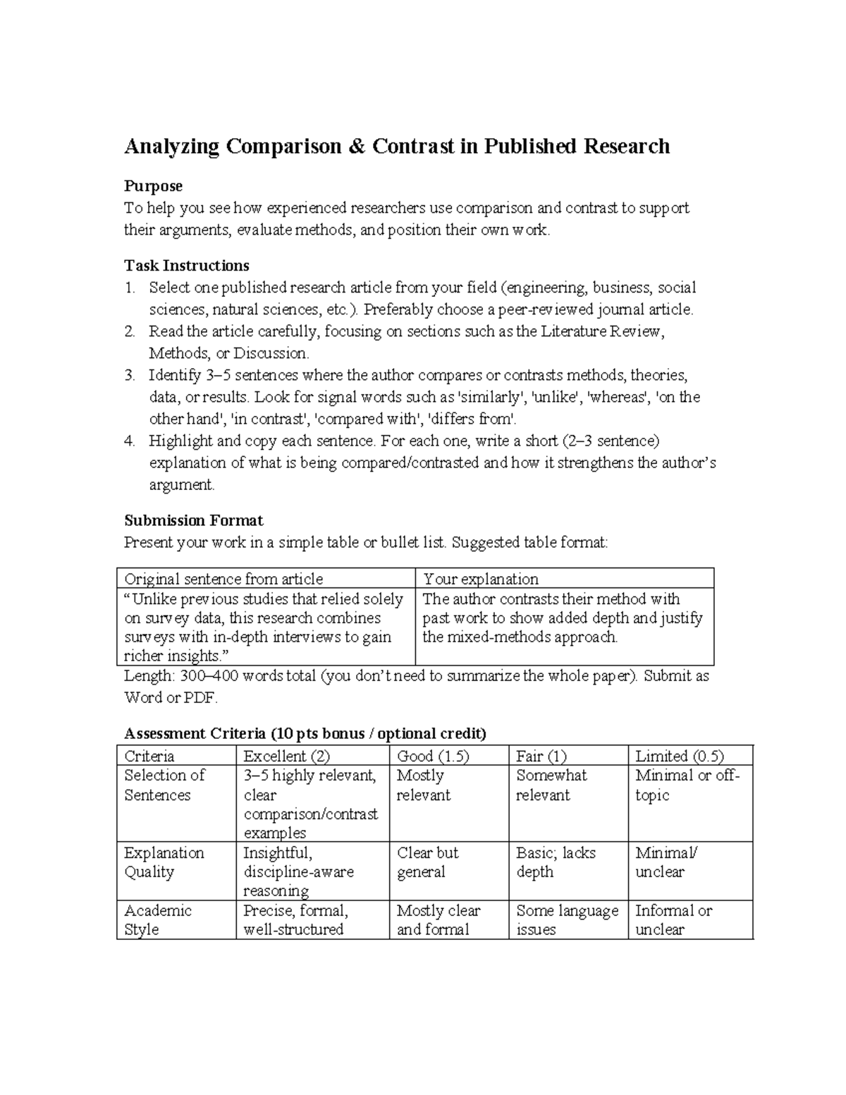 Home Assignment No2: Comparison and Contrast Task (4) Analysis - Studocu