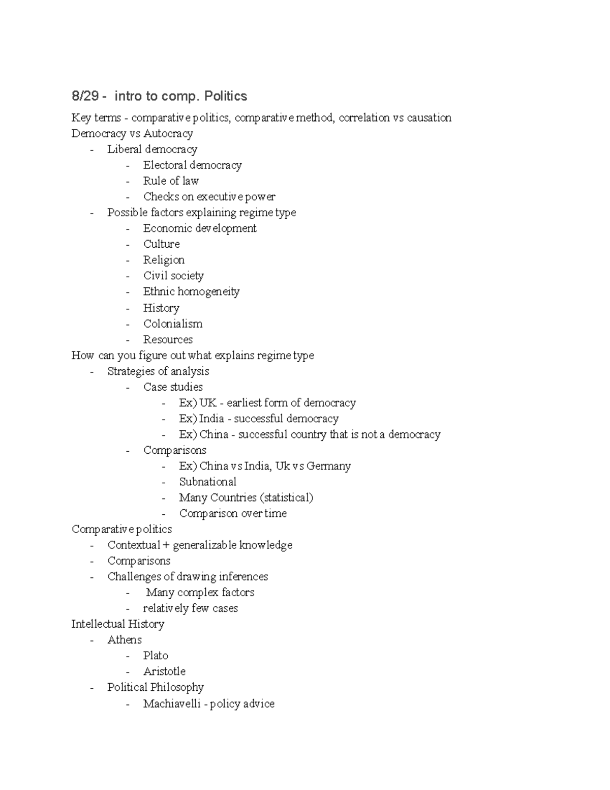 Comparative Politics: Key Concepts in Democracy and Autocracy - Studocu