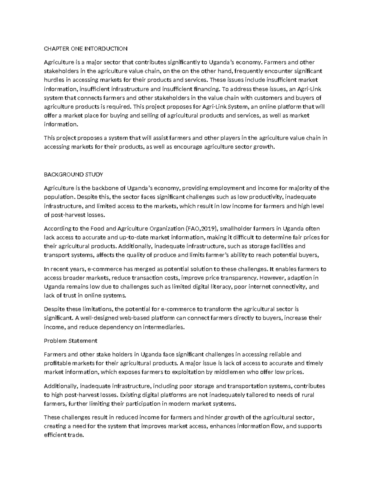 AGRI LINK UG - CHAPTER ONE: INTRODUCTION TO MARKET ACCESS SYSTEM - Studocu