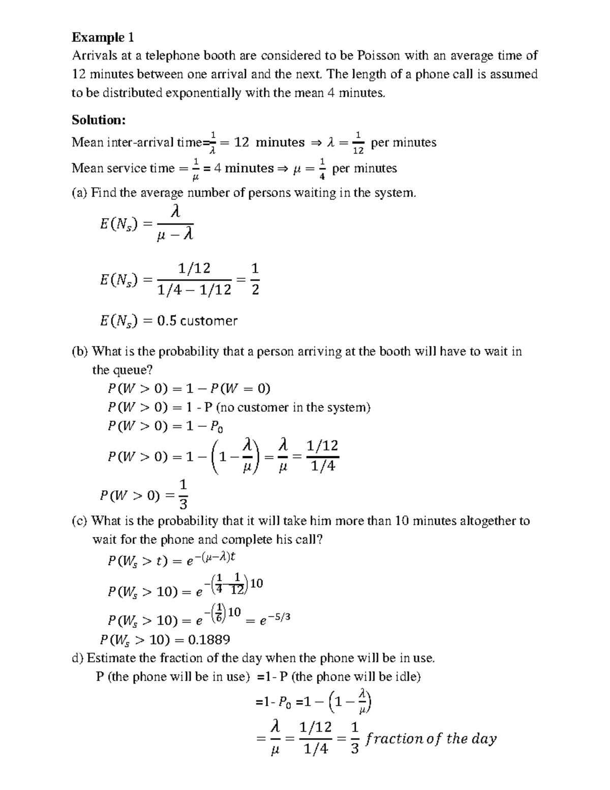 Queueing Theory Notes - Poisson Process & Service Time Analysis - Studocu