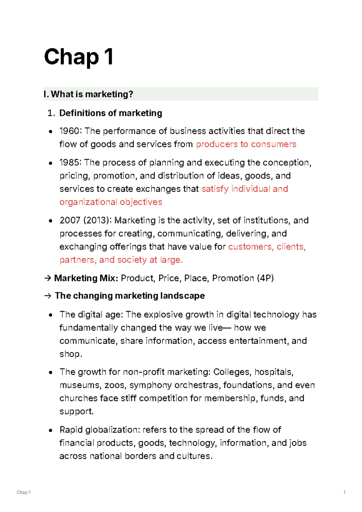 Chap 1 - Marketing Concepts and Processes Overview - Studocu