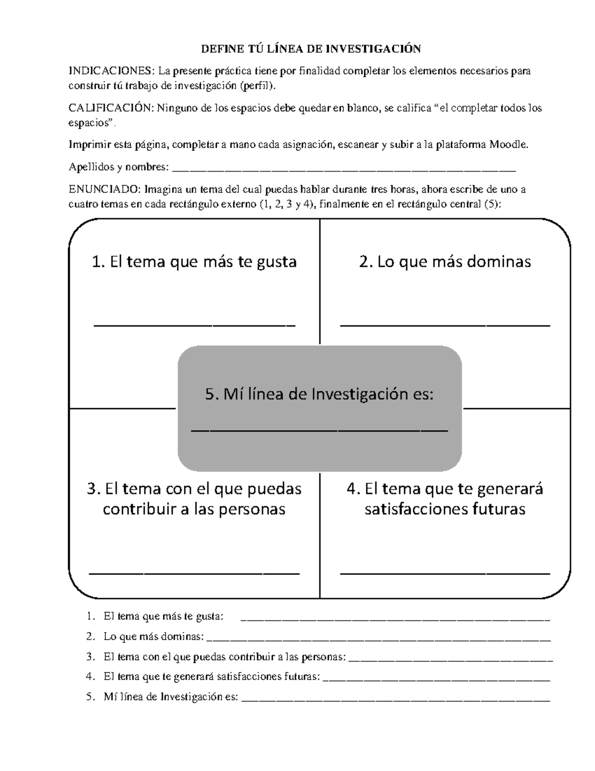 Práctica: Define Tu Línea de Investigación - Guía Completa - Studocu