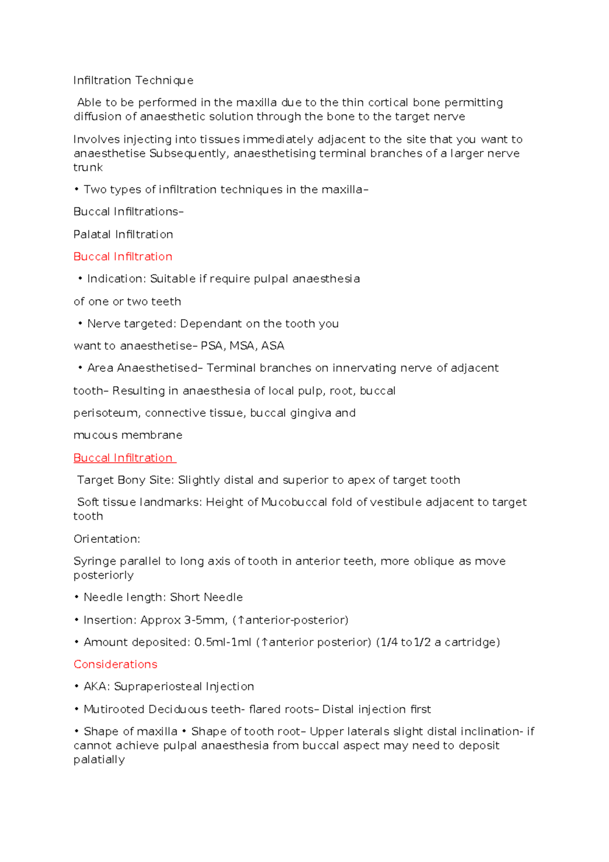 Infiltration DOH210 - ANESTHESIA - Infiltration Technique Able to be ...