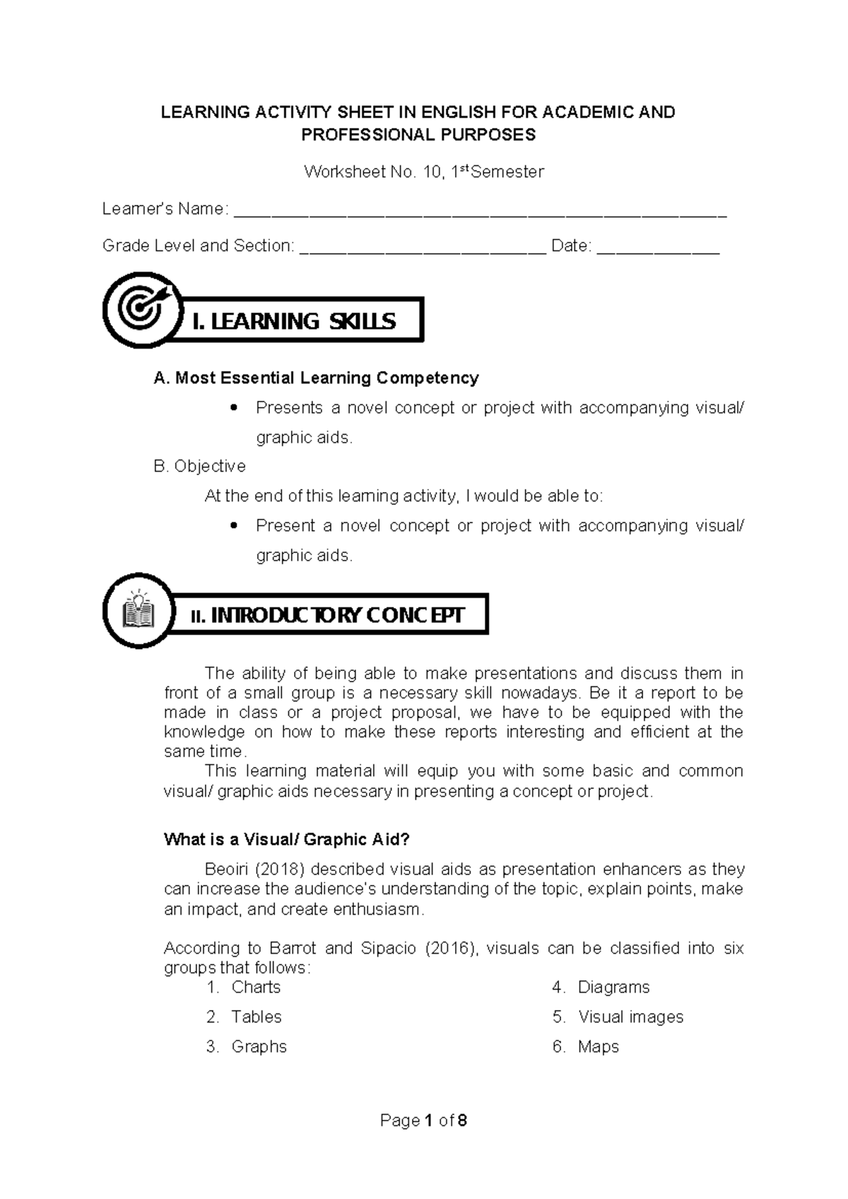 EPAP Q1 LAS-10-2 - EAPP NOTES - L I. LEARNING SKILLS II. INTRODUCTORY ...