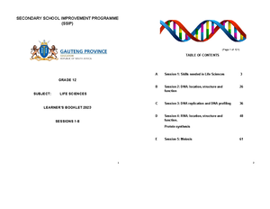 LIFE Sciences SSIP Learner Booklet Sessions 1-8 2023 - SECONDARY SCHOOL ...