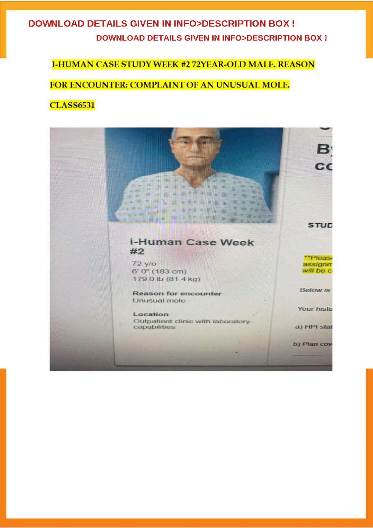 72-Year-Old Male with Rare Mole: Case Analysis for Class 6531 Week #2 ...