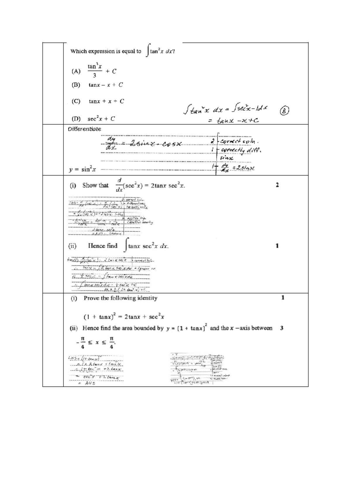 Trig Calculus Practice Questions (MATH 303) - Studocu