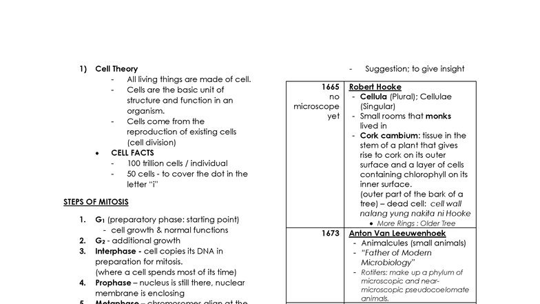 BIO-PART-1 - Fundamentals of Life and Science. - Cell Theory All living ...