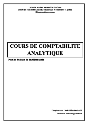 TD 2 et 3 - Corrigés - TD N°2: Comptabilité analytique (S3) 2020 ...