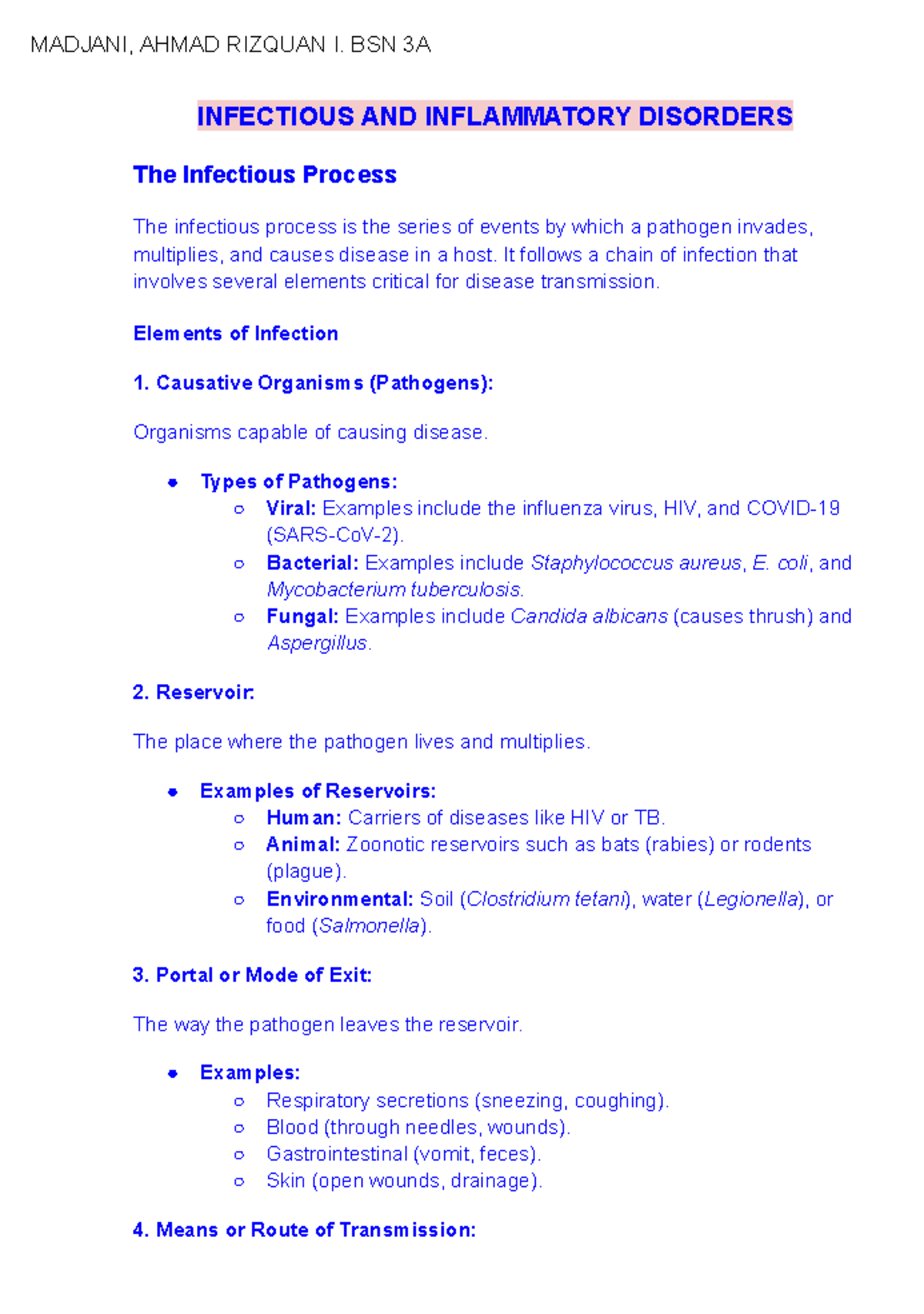 INFECTIOUS AND INFLAMMATORY DISEASES - INFECTIOUS AND INFLAMMATORY ...