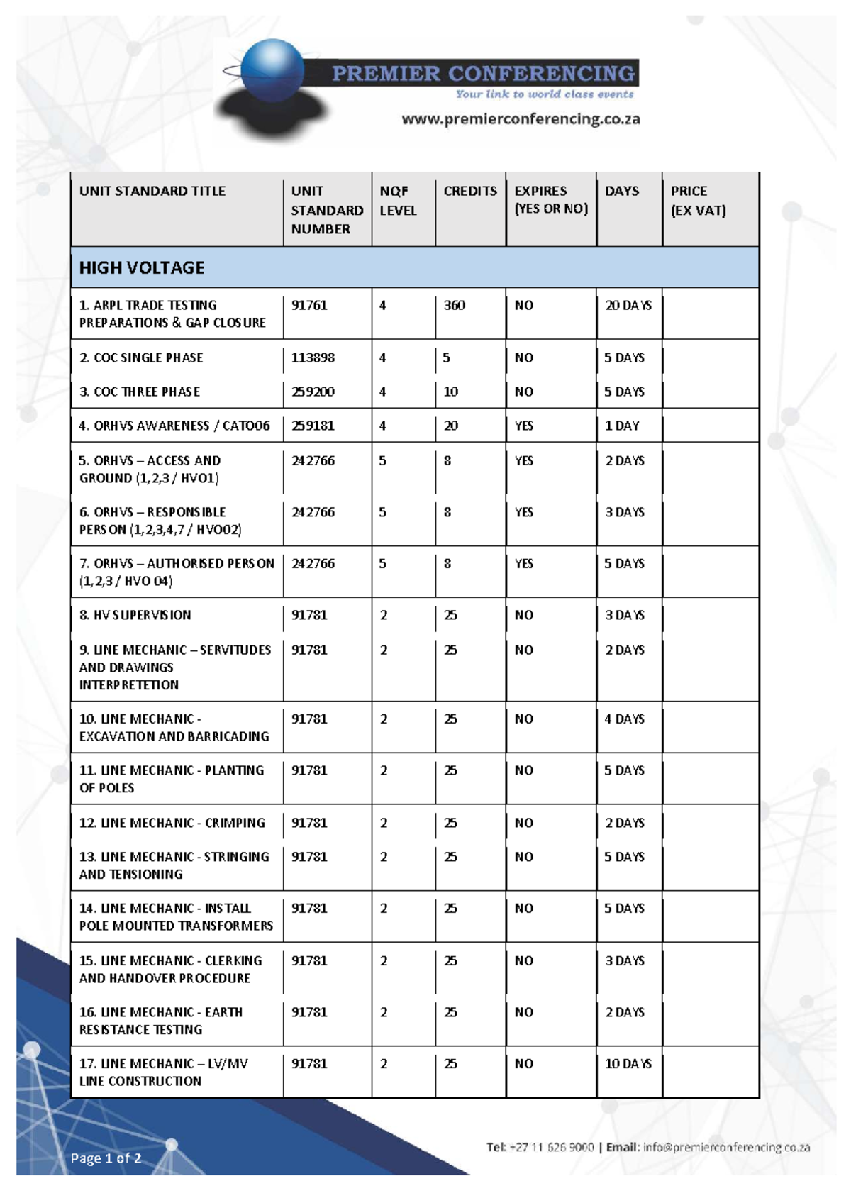 SAQA Accredited Electrical Training: Unit Standards Overview - Studocu