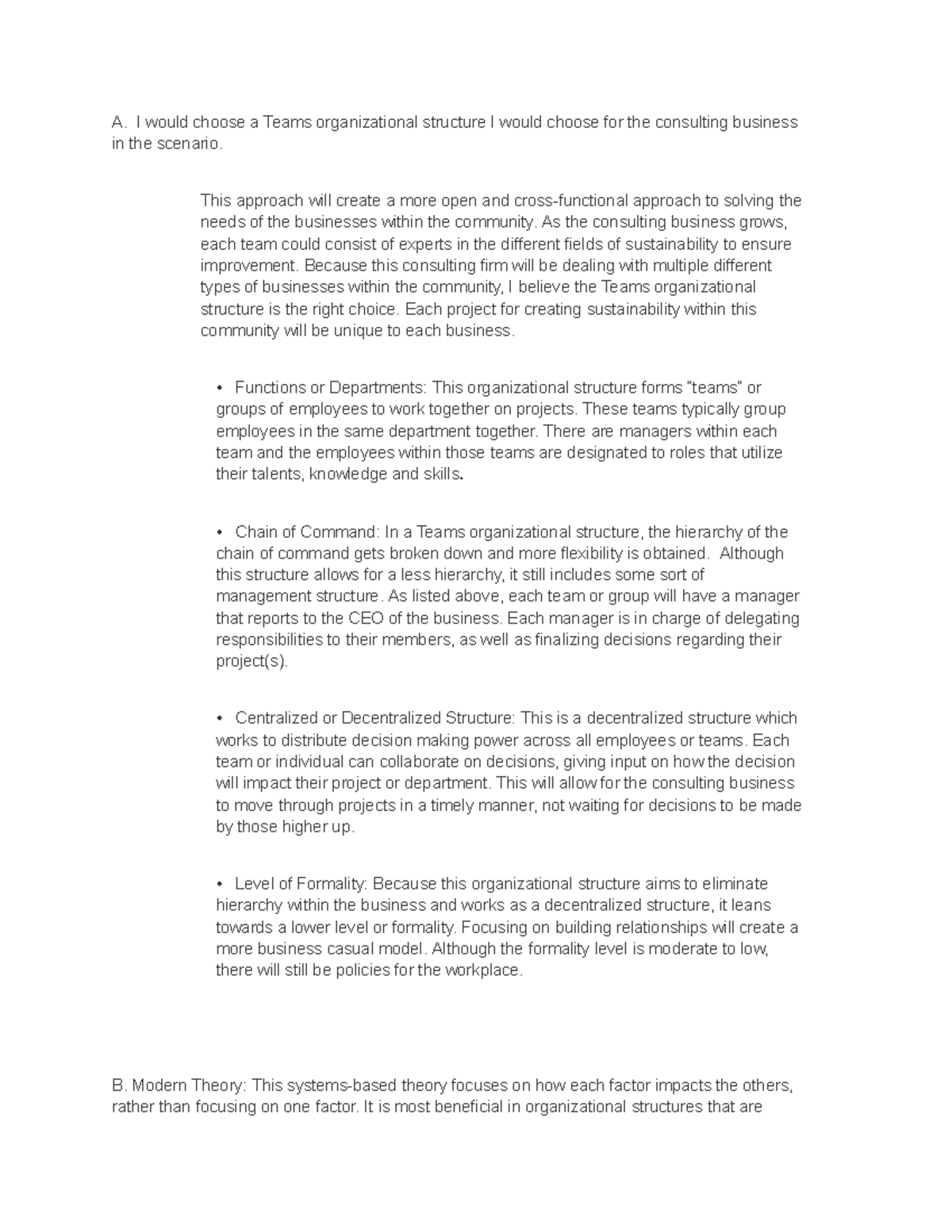 TEM2 Task 1: Teams Organizational Structure for Consulting Firms - Studocu