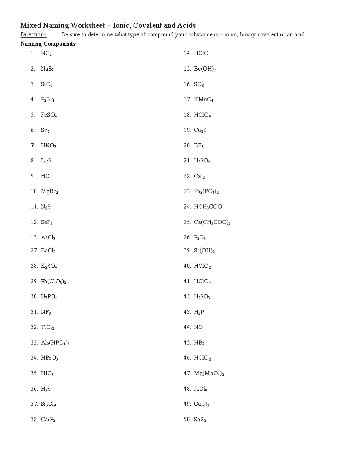 Mixed-nomenclature-review - Mixed Naming Worksheet – Ionic, Covalent ...