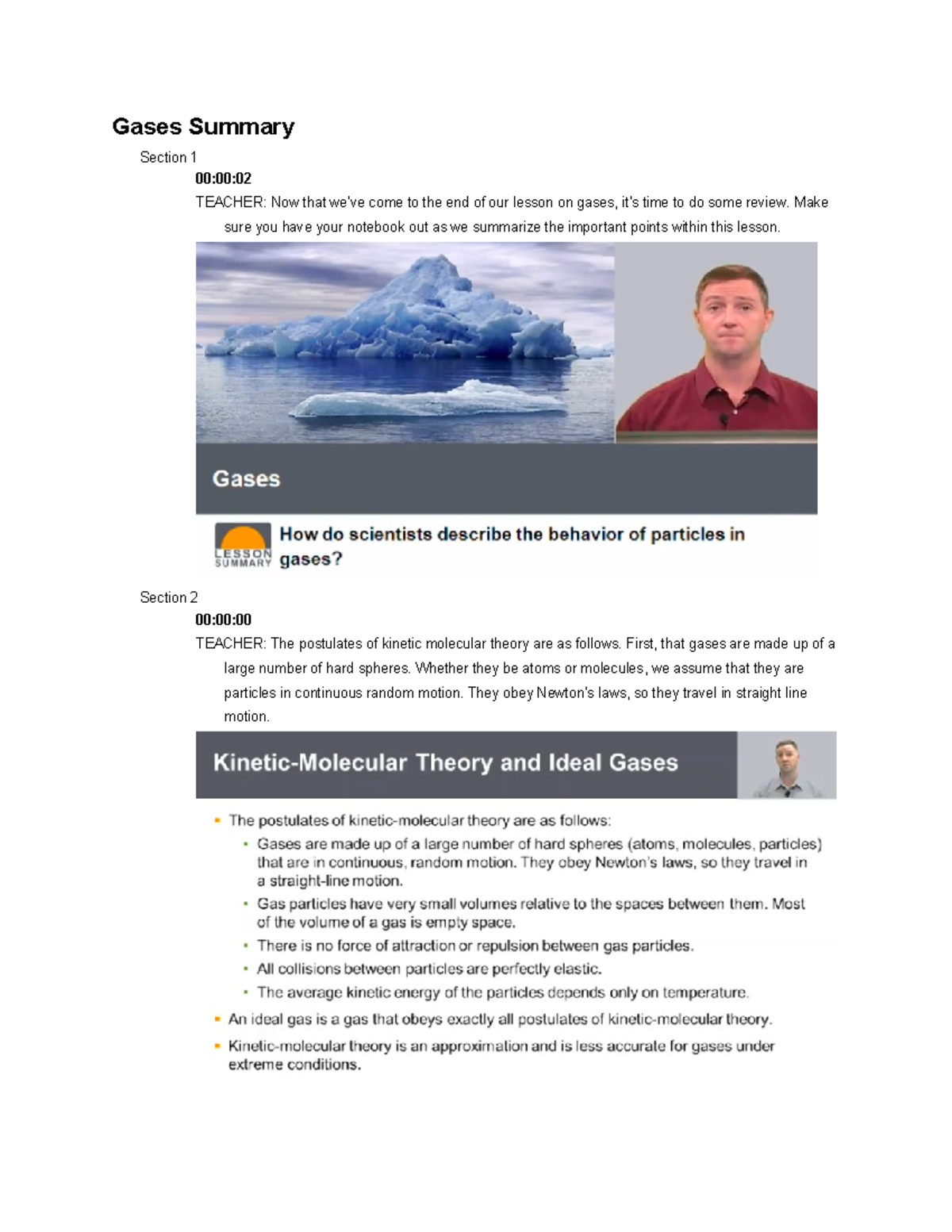 4. Gases Summary - Chemistry Notes, About gas laws - Gases Summary ...