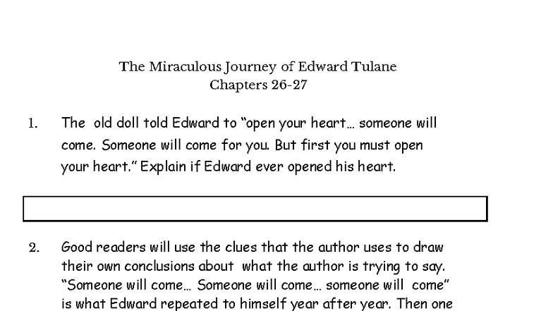 MJ 26-27 - The Miraculous Journey of Edward Tulane: Chapter Questions ...