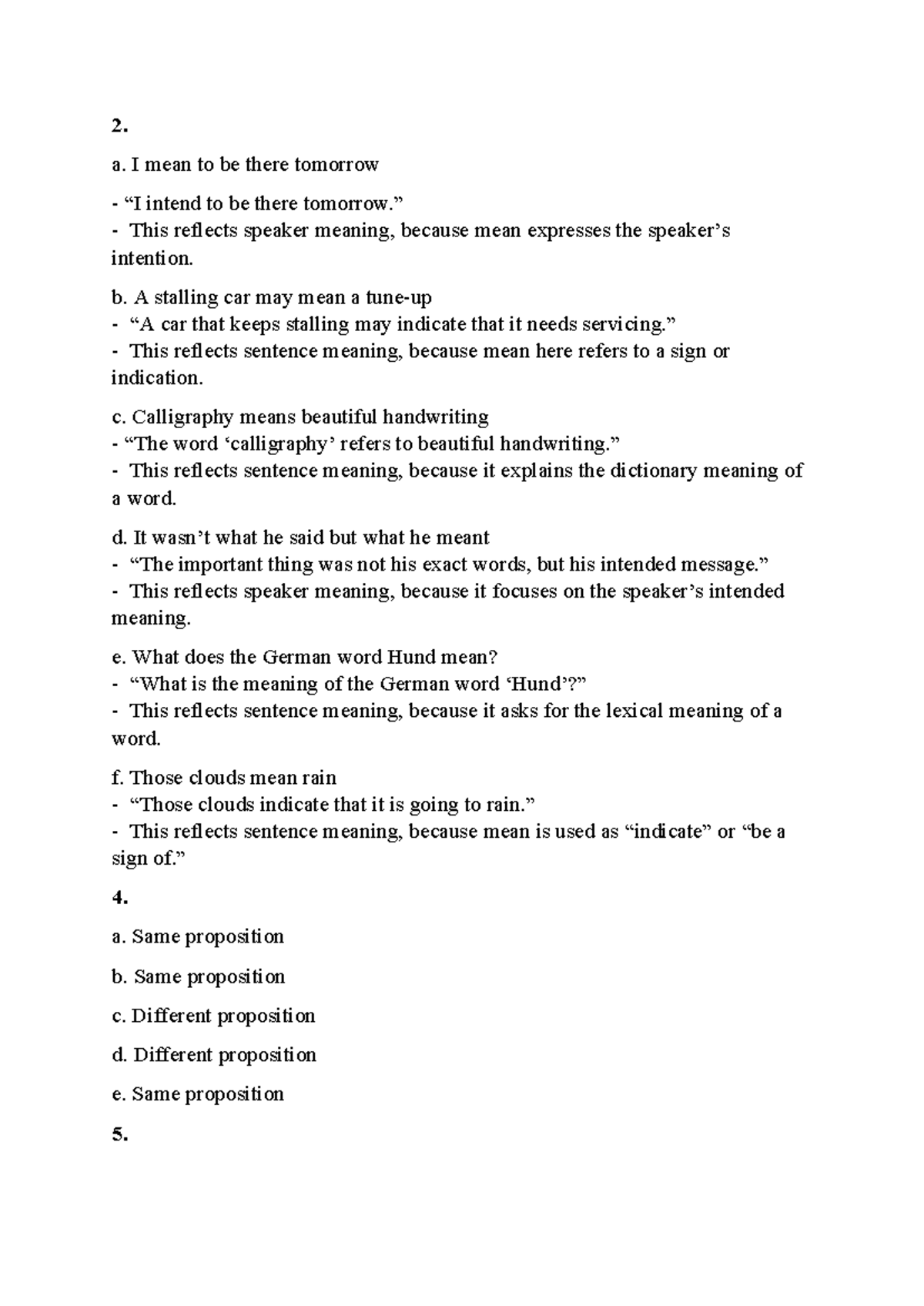 Exercises for Week 1: Understanding Speaker vs. Sentence Meaning - Studocu