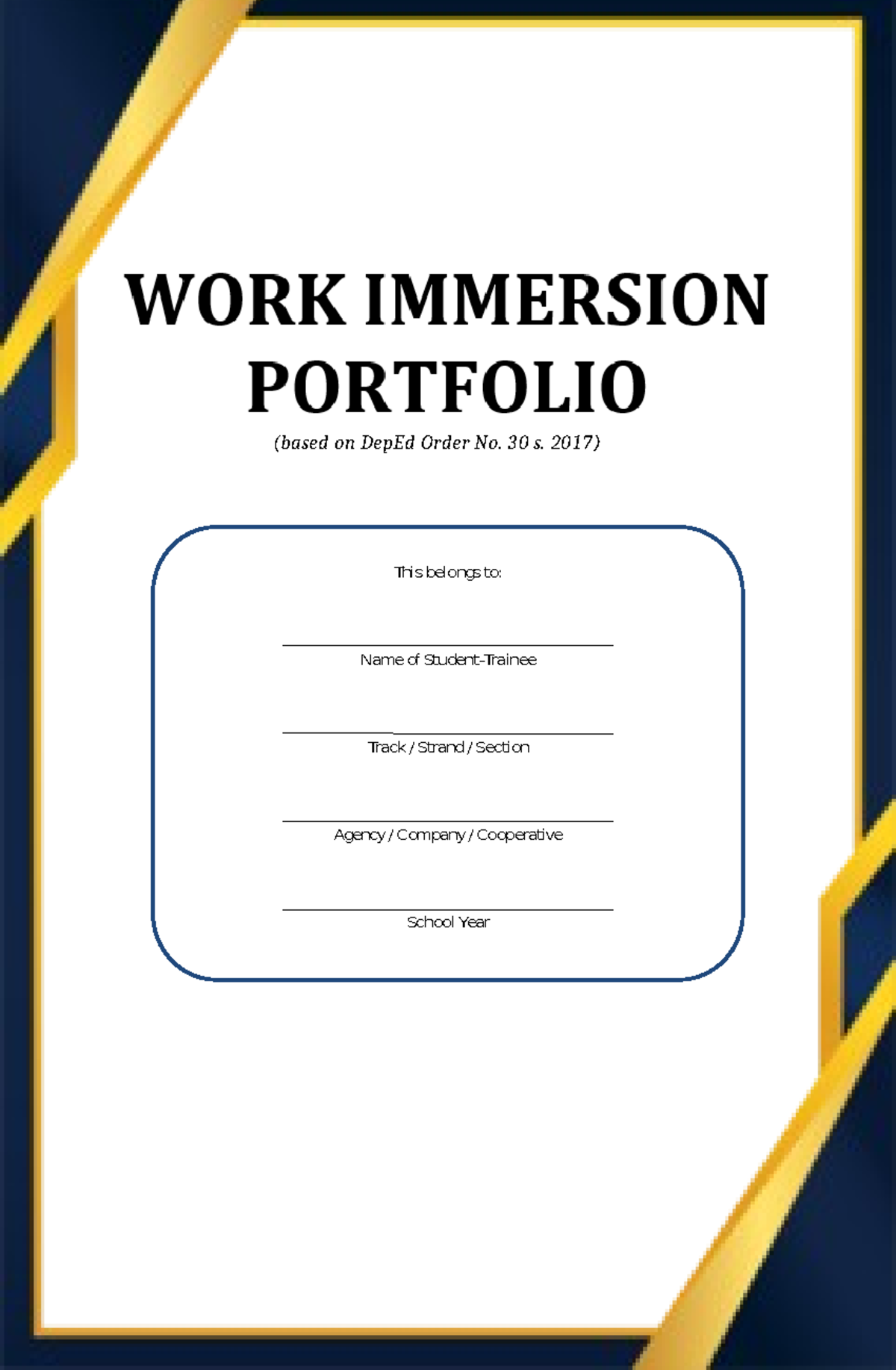 SHS Work Immersion Portfolio Guidelines and Documentation Format - Studocu