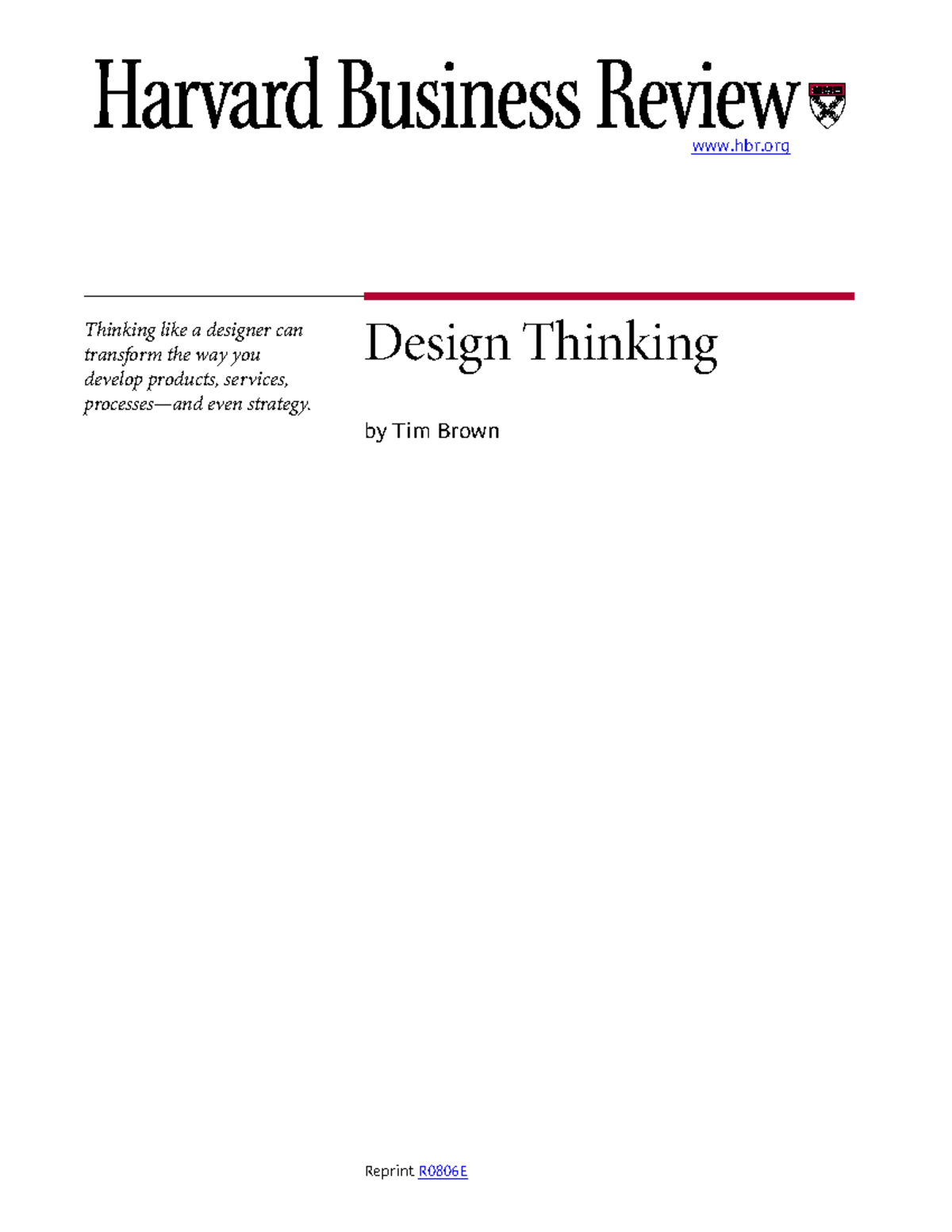 S1 - Tim Brown: Transforming Innovation Through Design Thinking - Studocu
