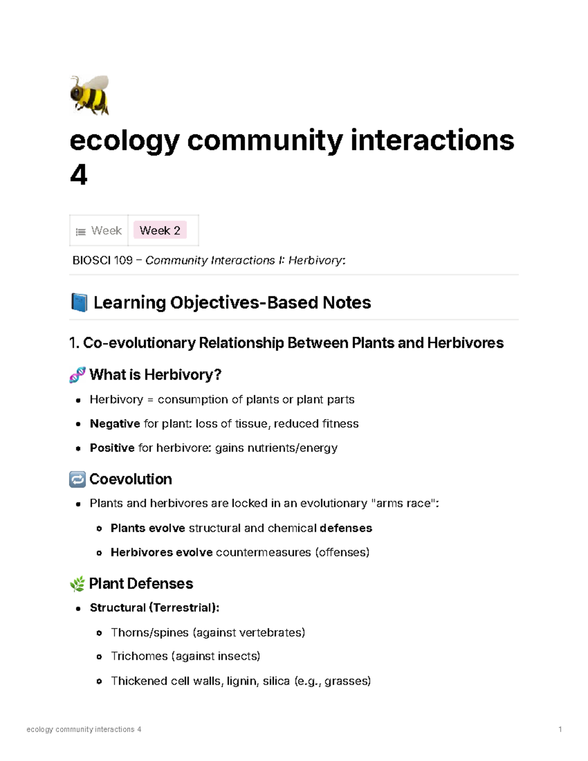 BIOSCI 109 Week 2 Learning Notes: Community Interactions & Herbivory ...