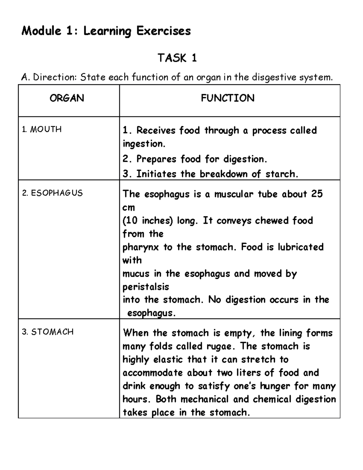 Module 1 Digestive System - English Language Teaching - UV - Studocu