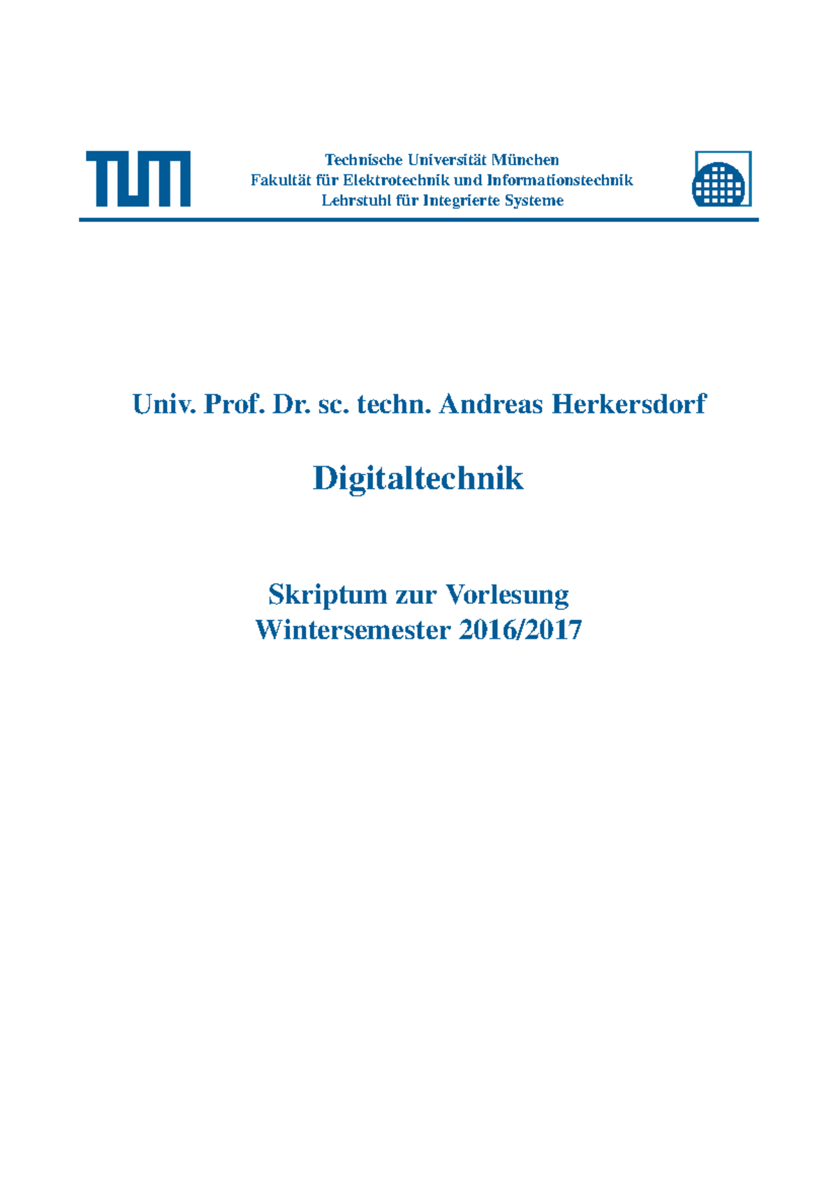 Skript Digitaltechnik - Grundlagen digitaler Schaltungstechnik ...