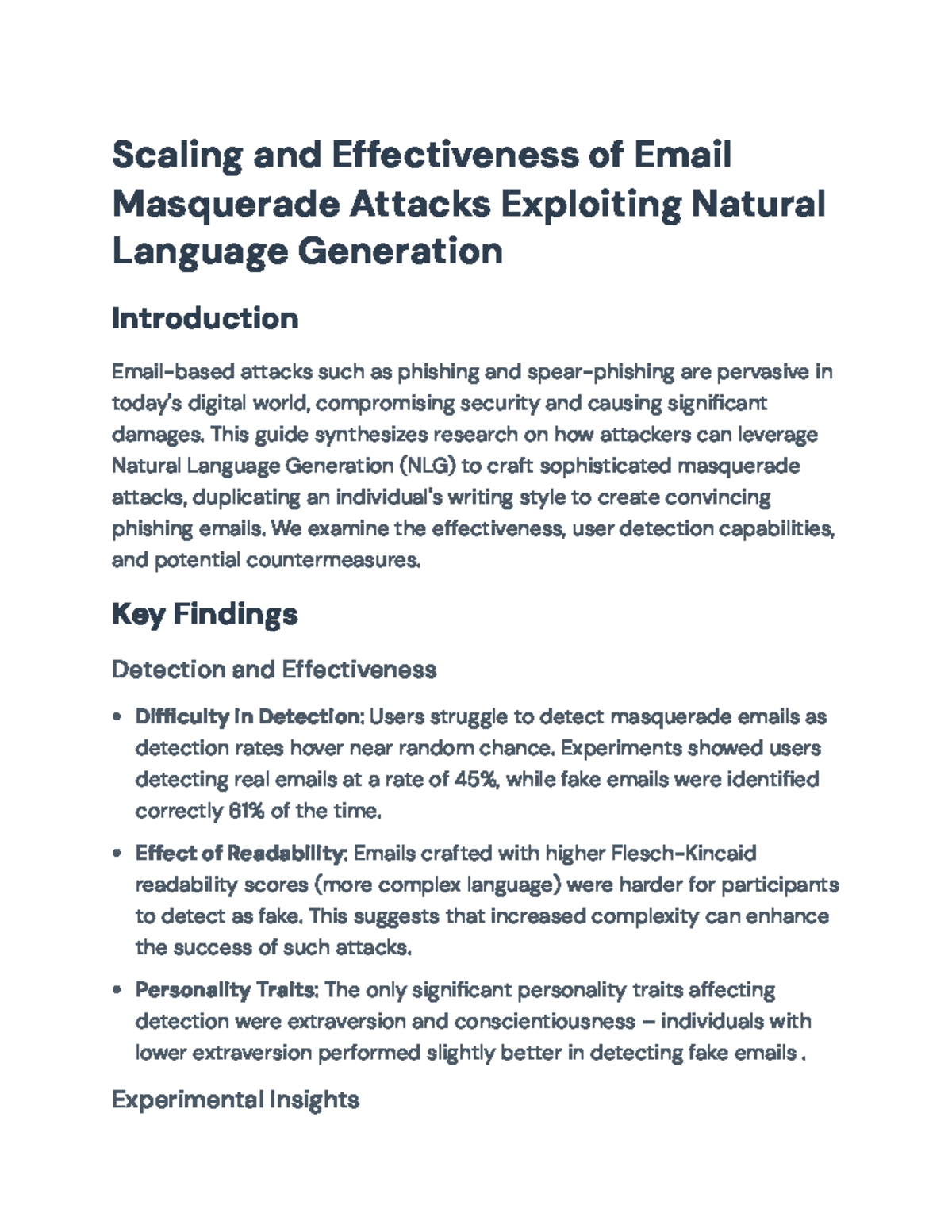 NLG Techniques in Email Masquerade Attacks Analysis: Key Insights - Studocu