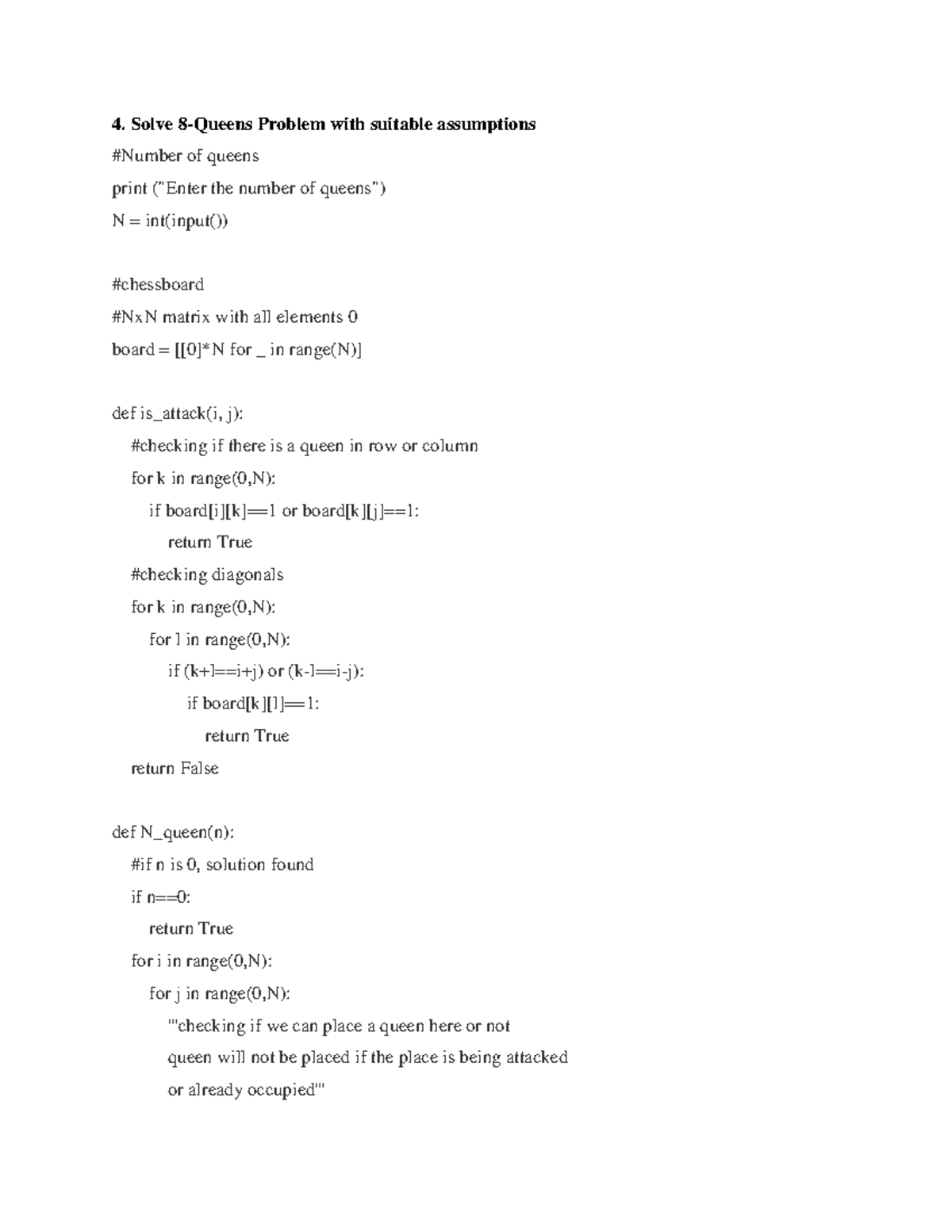 4-PROG - Solving the 8-Queens Problem with Python - Studocu