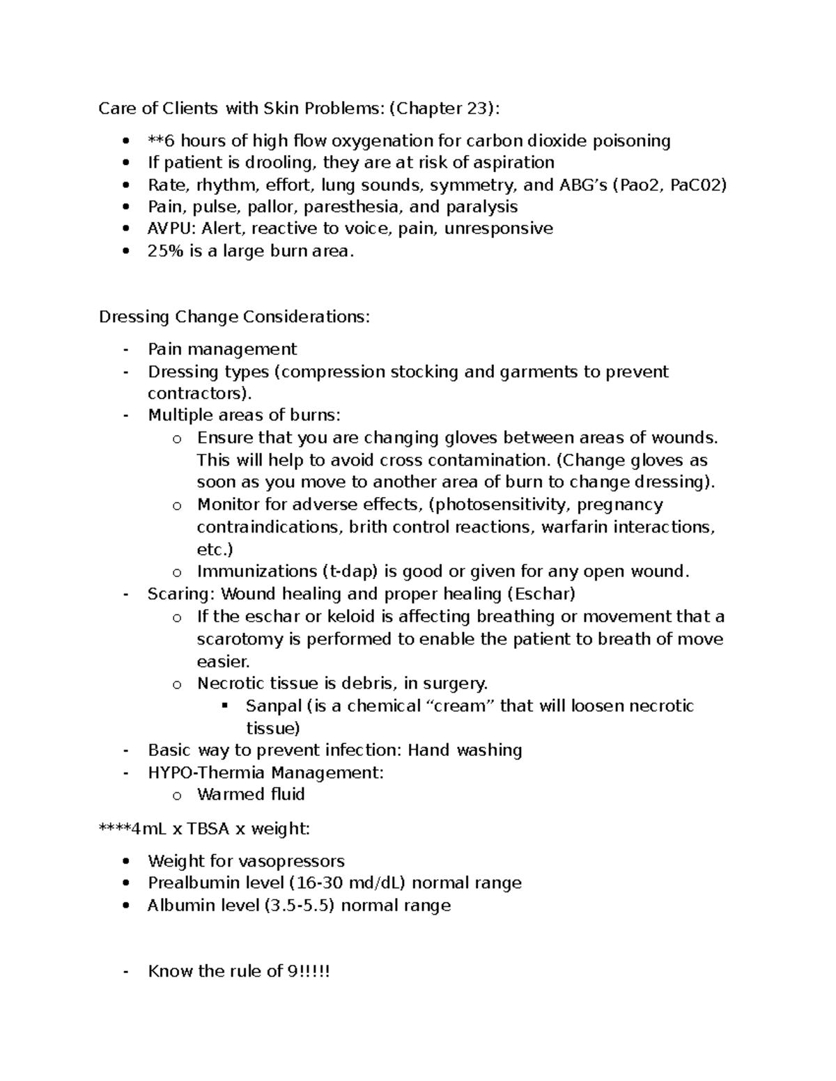 Skin Problems Lecture Notes: Care of Clients with Burns and Injuries ...