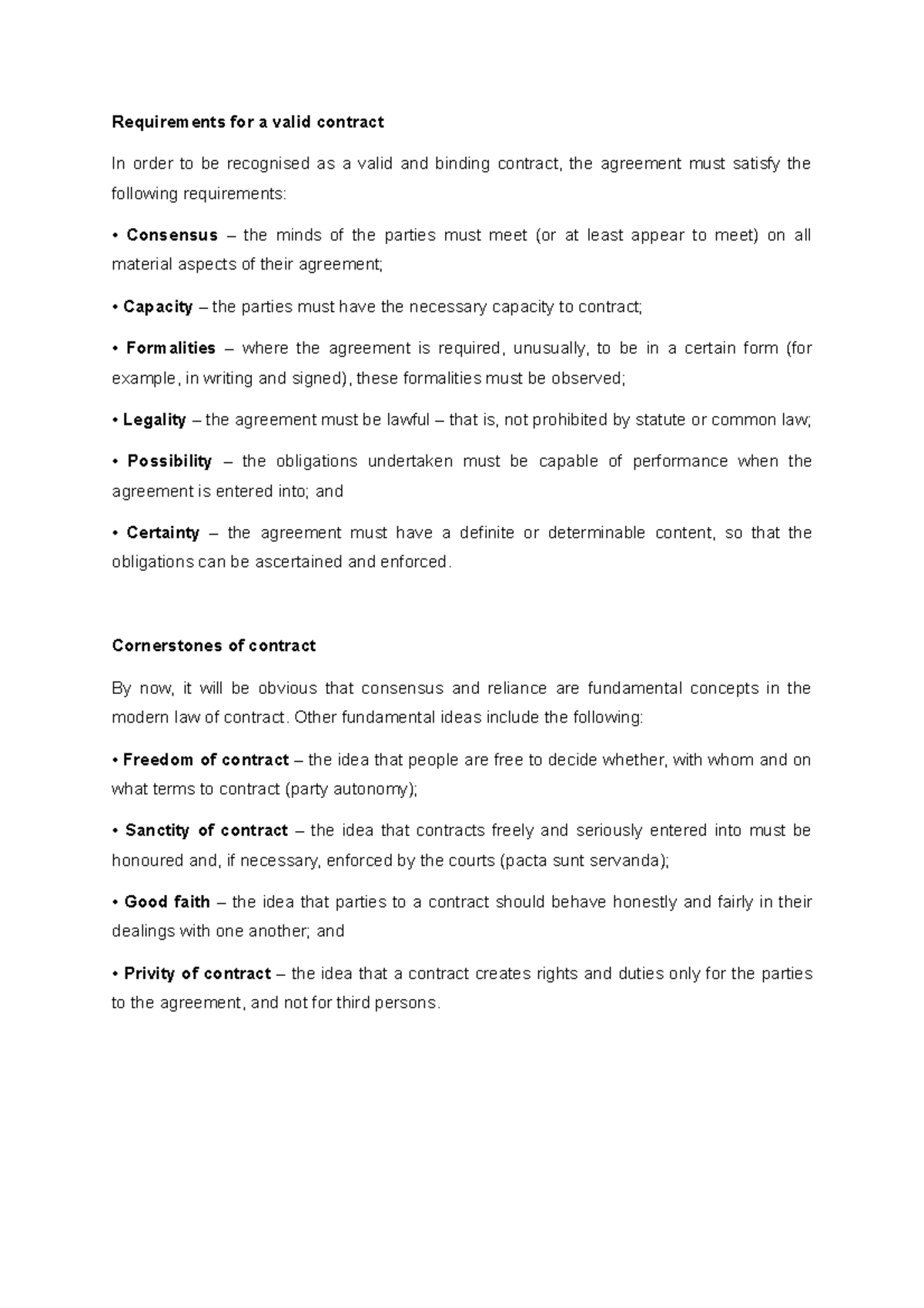 Contract Law Exam Prep: Requirements and Validity Essentials - Studocu