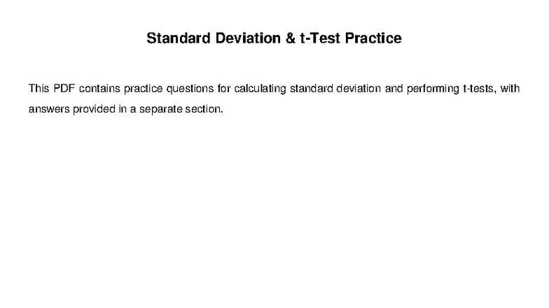 Standard Deviation & t-Test Practice Questions - Studocu