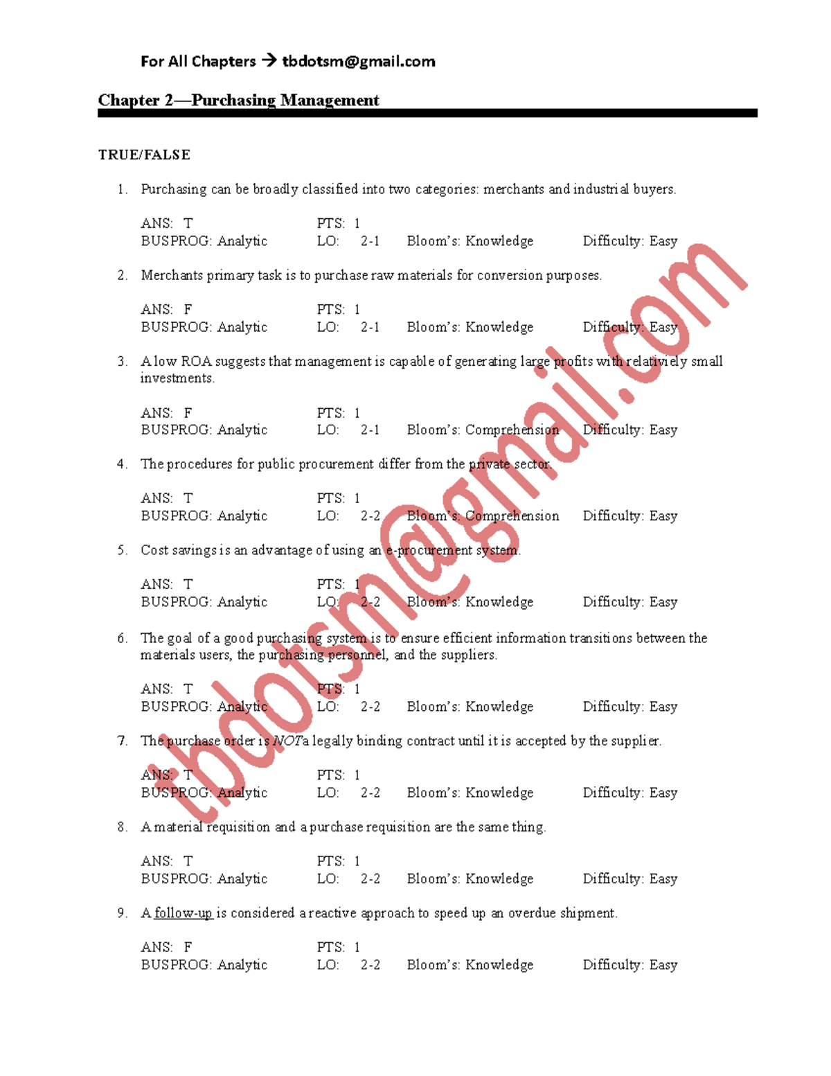 Test Bank and Solutions For Principles of Supply Chain Management A ...
