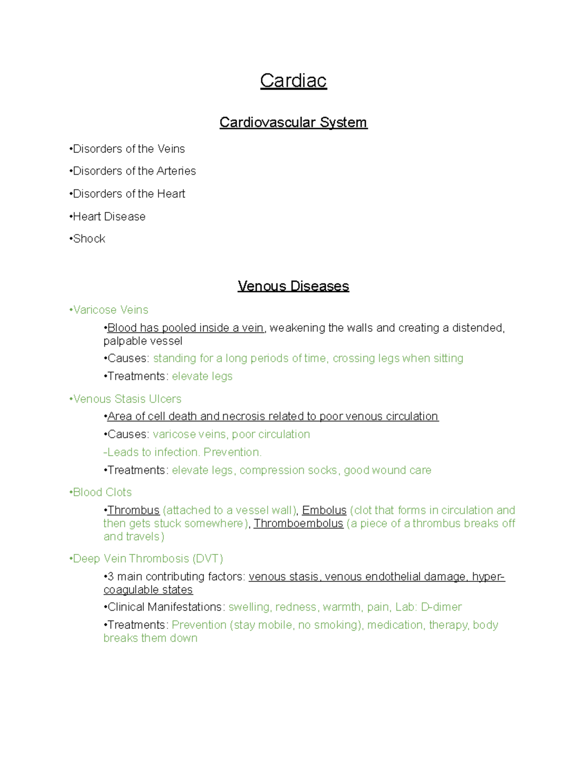 Cardiac CH 26 - Cardiac Cardiovascular System •Disorders of the Veins ...