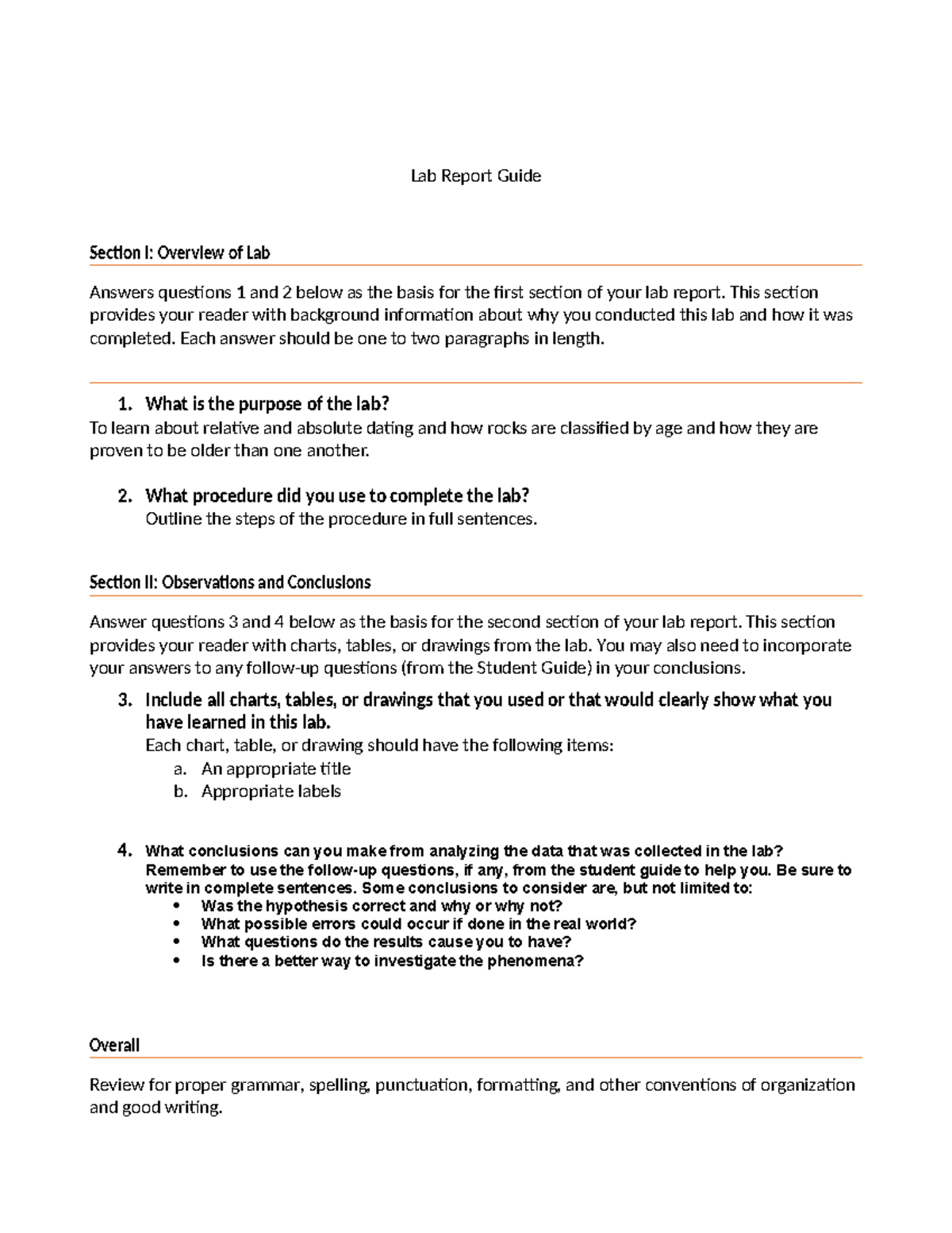 Lab Report Guide for Relative and Absolute Dating Techniques - Studocu