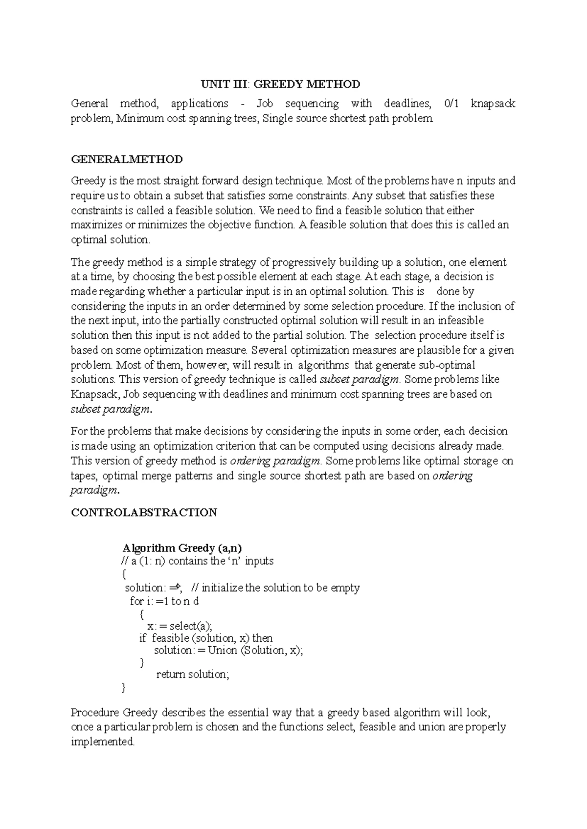 DAA UNIT V - DAA UNIT V - UNIT V: BRANCH AND BOUND General method ...