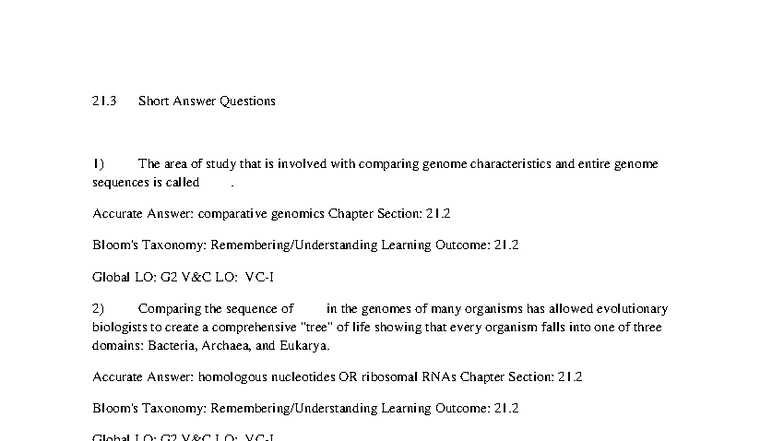 Franklyn A Plus Pass 21.3 Short Answer Questions on Comparative ...