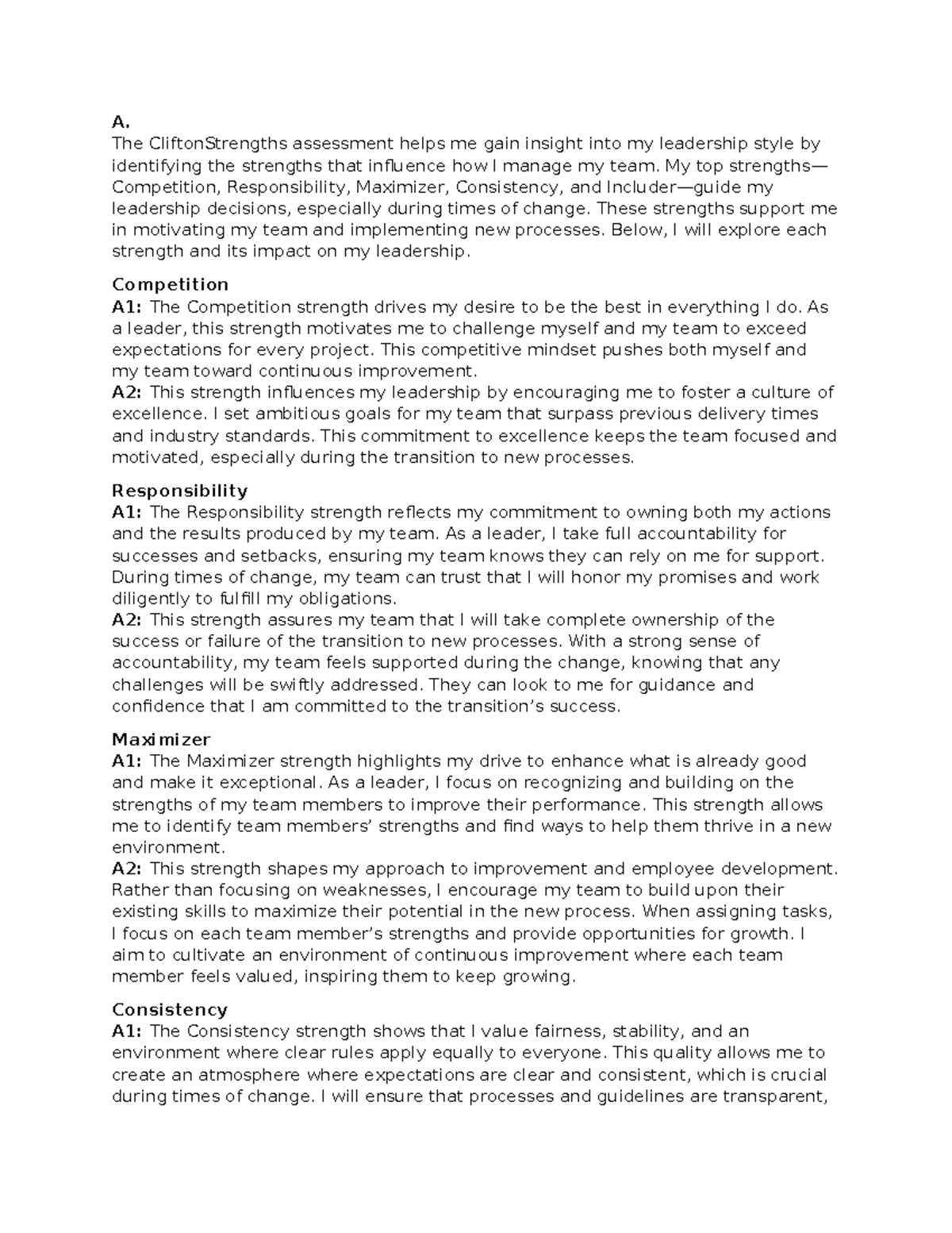 WGU D370 Task 1: Analyzing Leadership Strengths in IT Management - Studocu