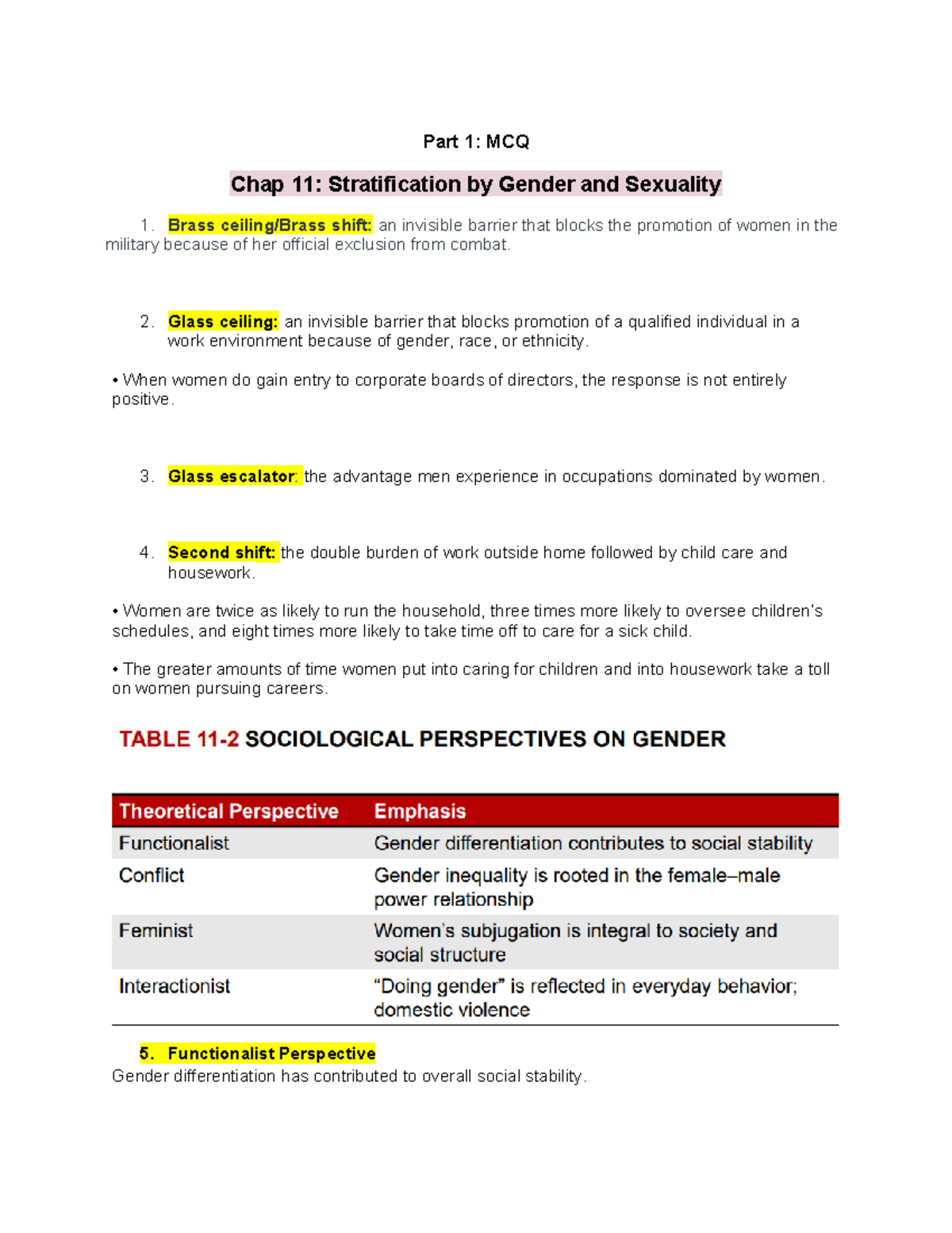 Sociology 101: Final Exam Revision on Gender Stratification and Family ...
