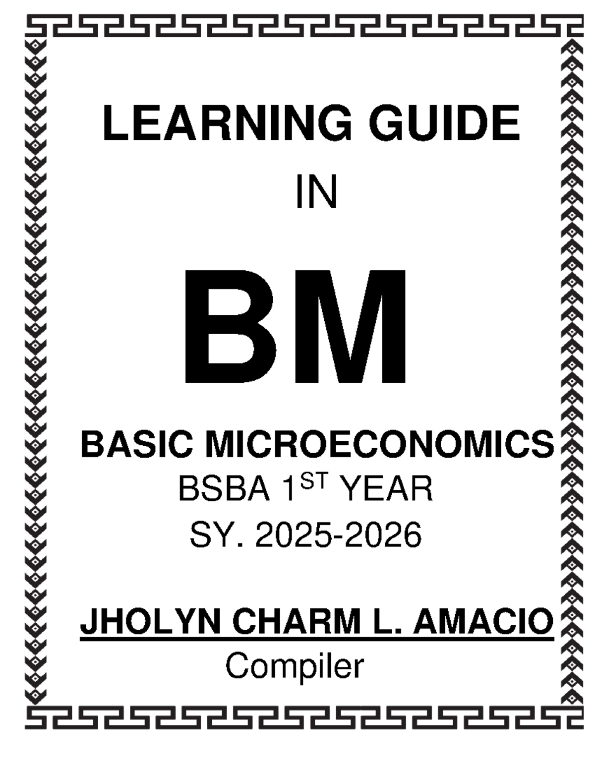 BM Basic Microeconomics Learning Guide for 1st Year BSBA Students - Studocu