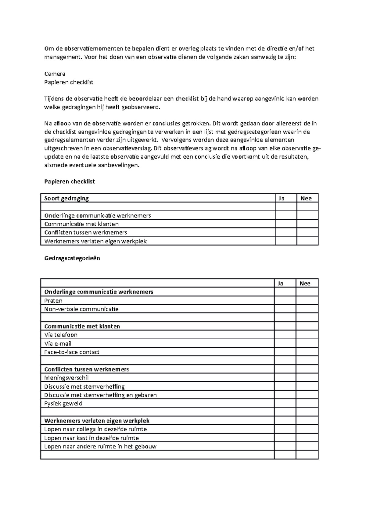 Observatie Checklist voor Gedragingen en Communicatie - Studeersnel