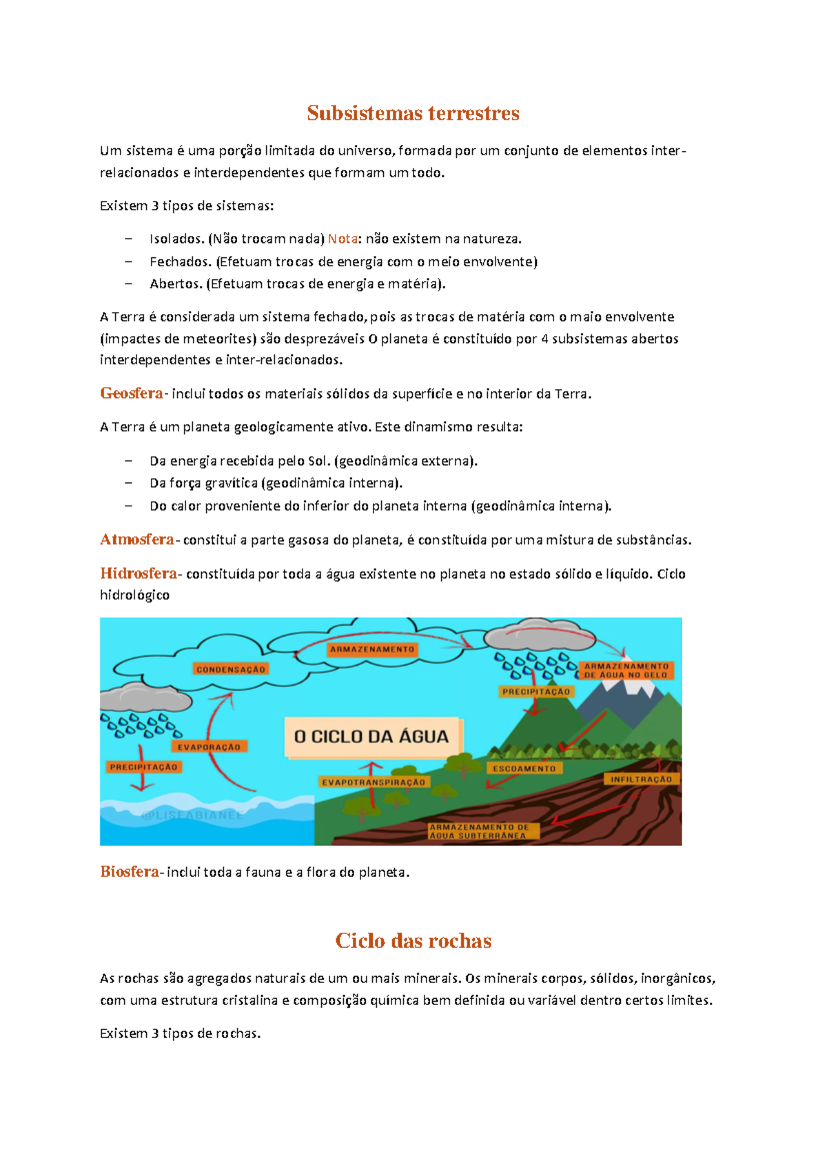 Geologia 10º Ano: Subsistemas Terrestres e Processos Geológicos - Studocu