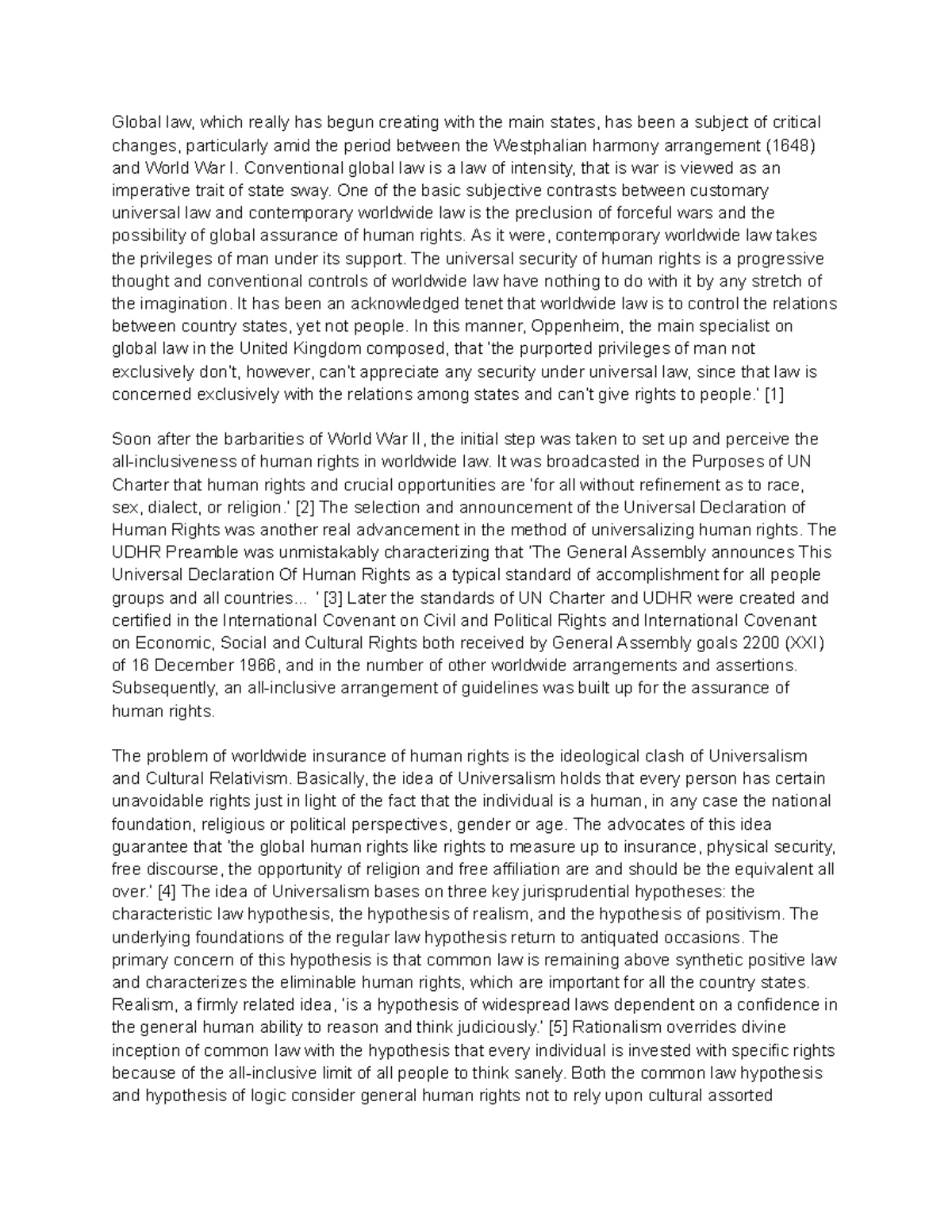Universalism vs Cultural Relativism in Human Rights: A Study (LAW 101 ...